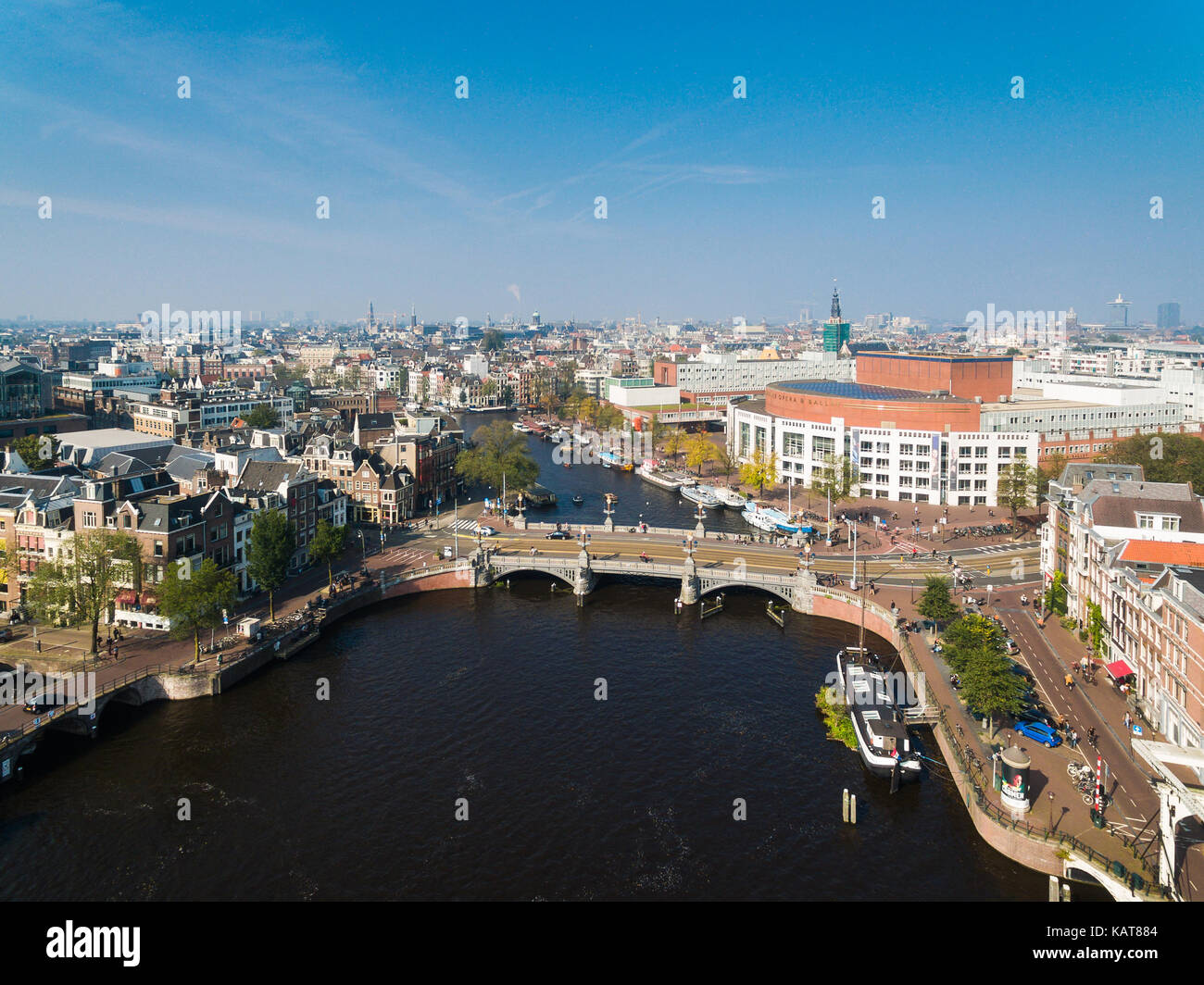 Aerial view of bridges in Amsterdam in summer Stock Photo - Alamy