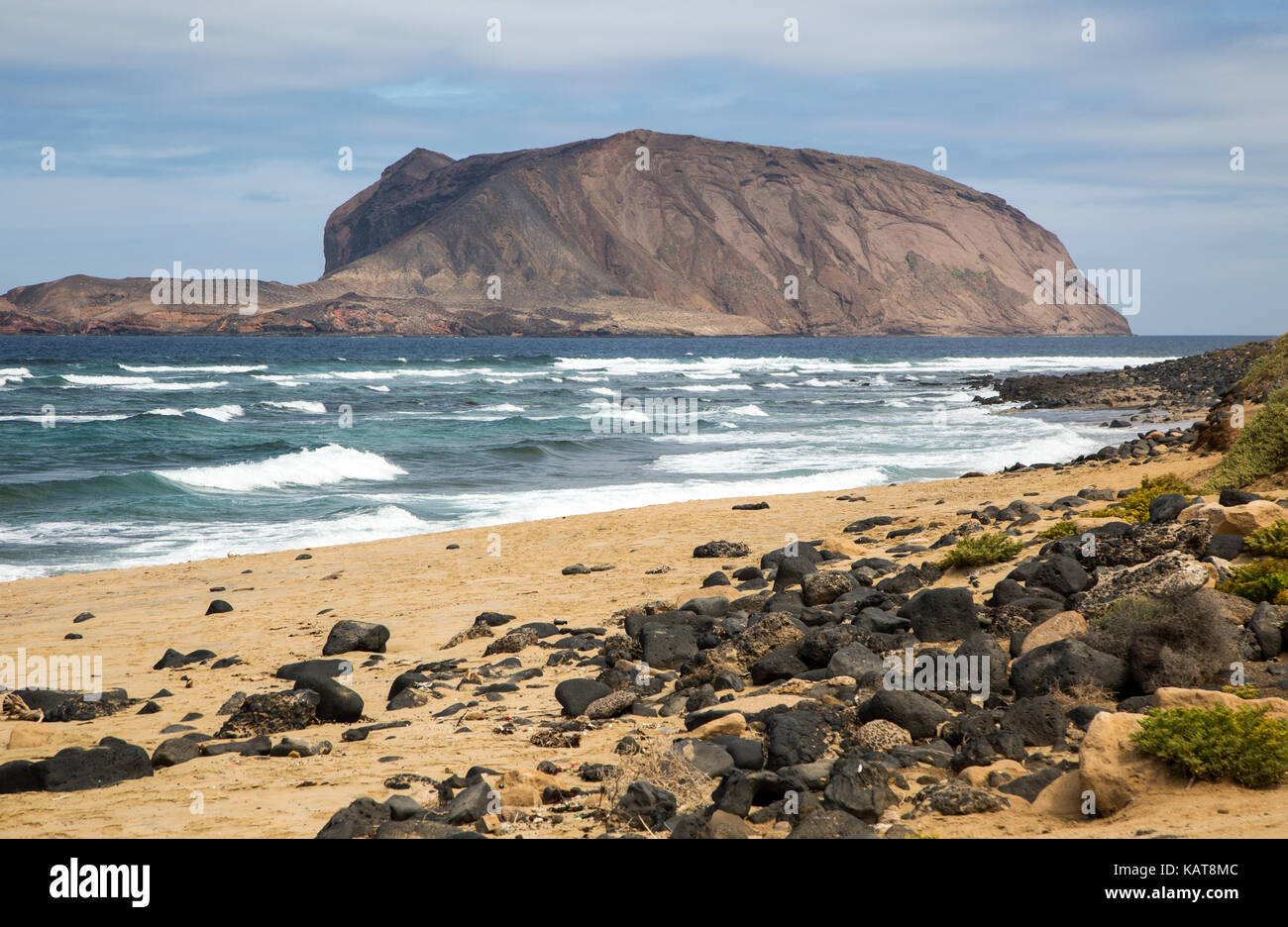 Montana Clara island nature reserve from Graciosa island, Lanzarote ...