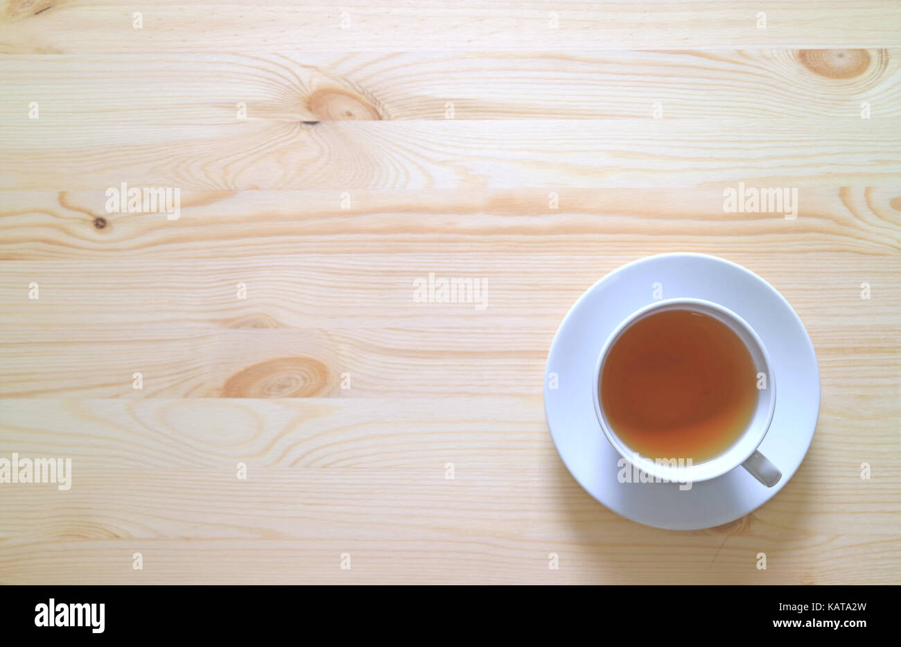 Top View of a Cup of Hot tea on the Wooden Table Stock Photo - Alamy