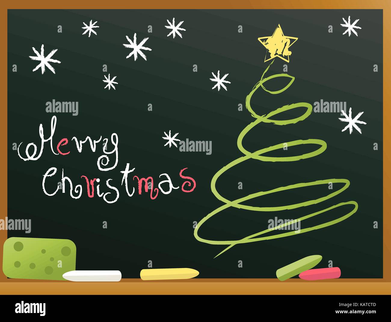 Christmas blackboard background with Christmas tree Stock Vector Image ...