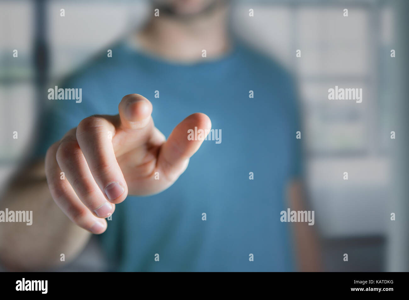 View of a Finger of a man holding at you Stock Photo - Alamy