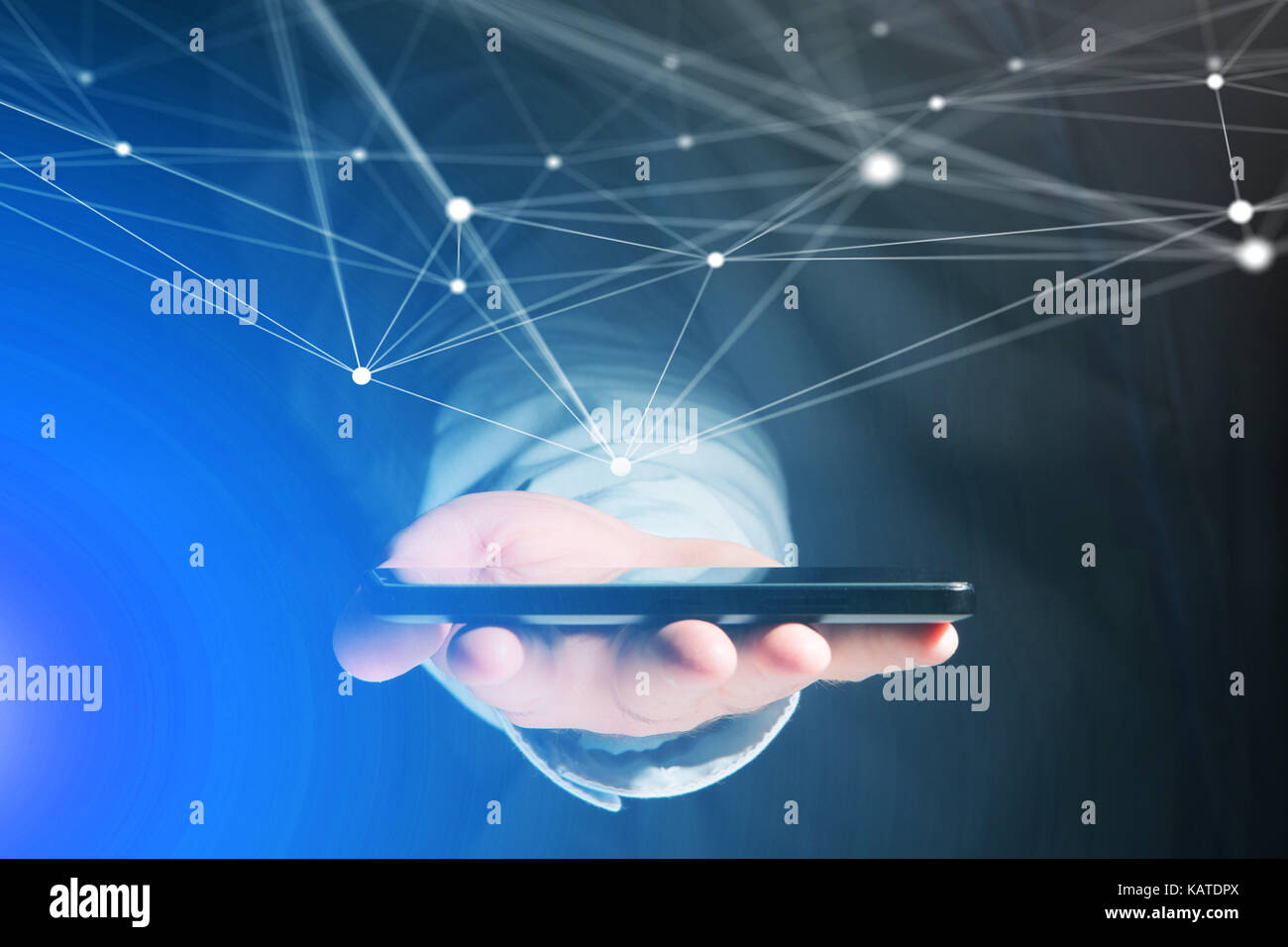 View of a Hand holding smartphone with operating system screen and ...