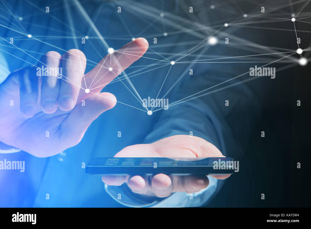 View of a Hand holding smartphone with operating system screen and ...