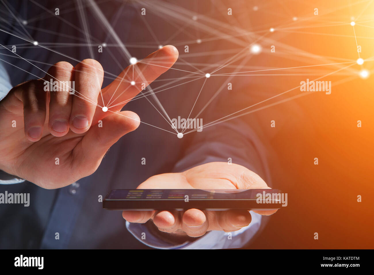 View of a Hand holding smartphone with operating system screen and ...