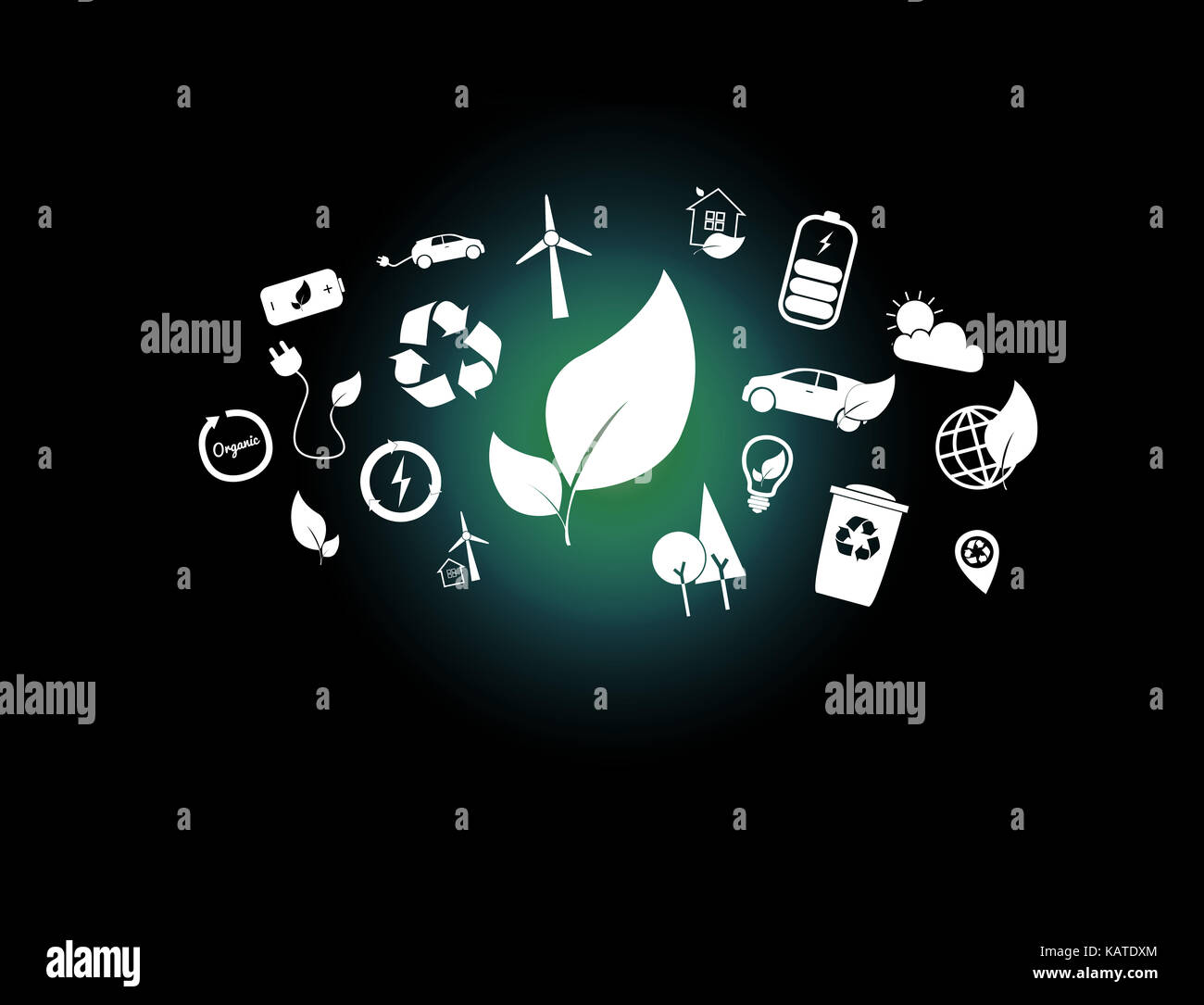 View of a Technology ecologic interface with icon displayed on a ...