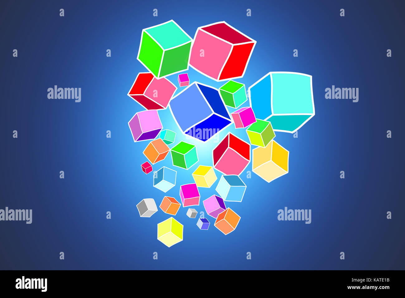 View of Colorfull data cube isolated on background- Technology concept ...