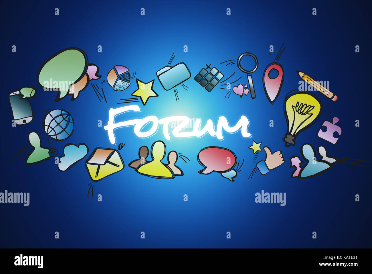 View of a Forum title isolated on a background and surounded by ...