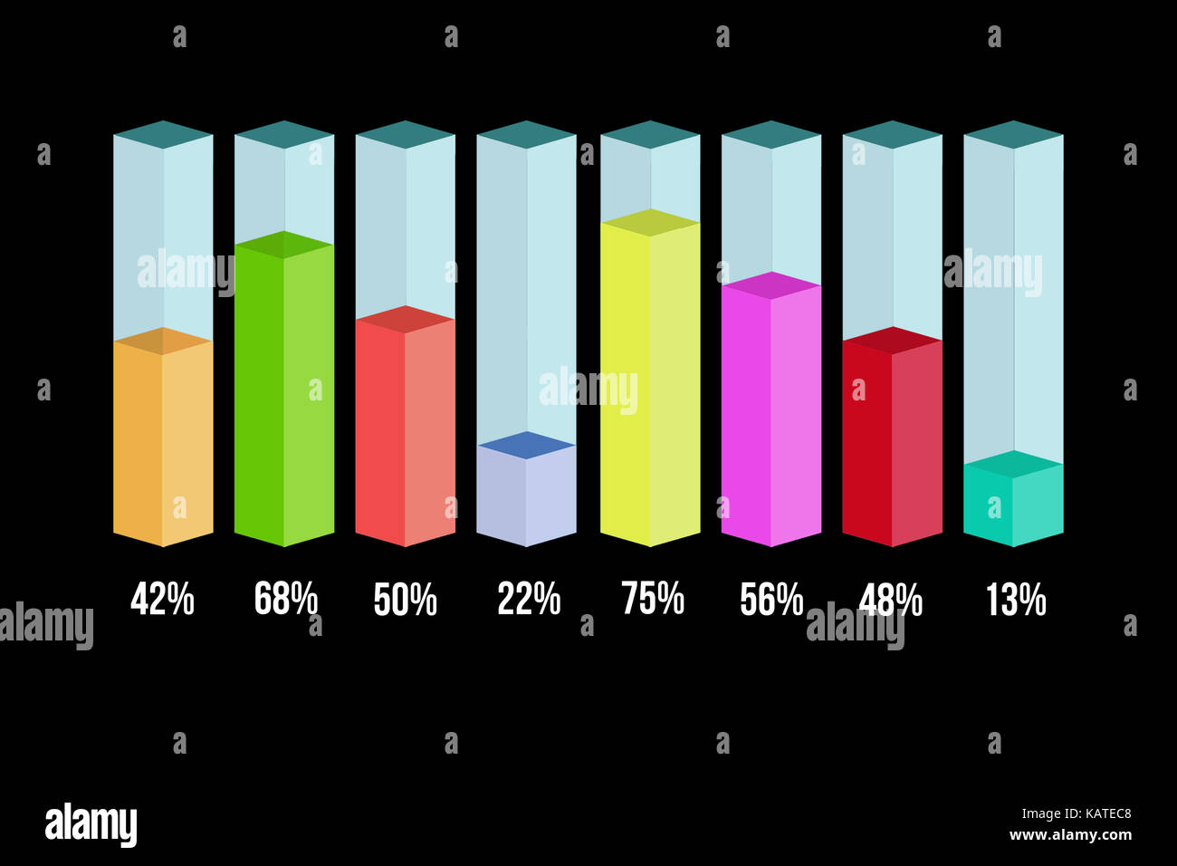 View of a Colored statistic bar graph isolated on a background ...