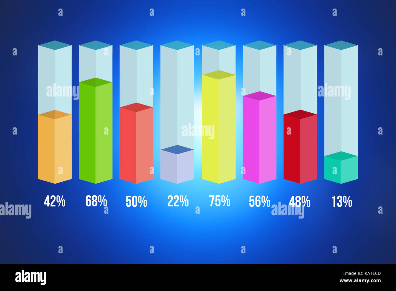 View of a Colored statistic bar graph isolated on a background ...