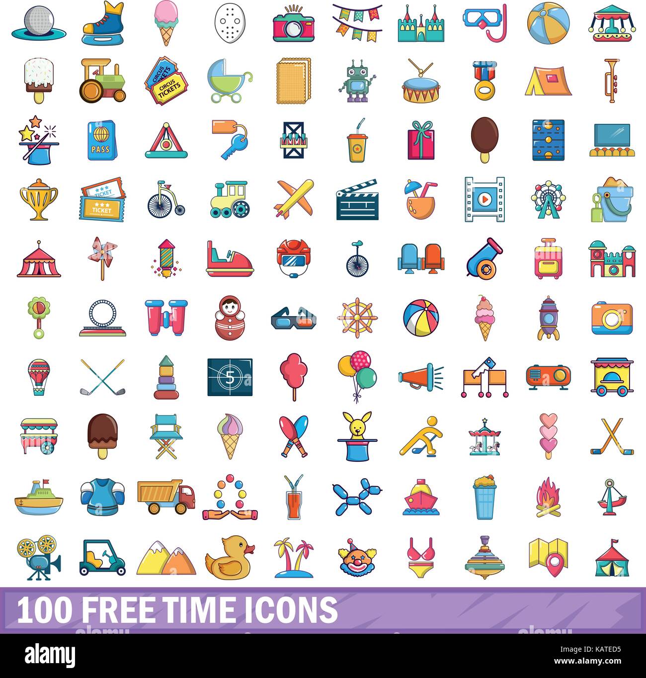 100 free time icons set, cartoon style Stock Vector Image & Art - Alamy
