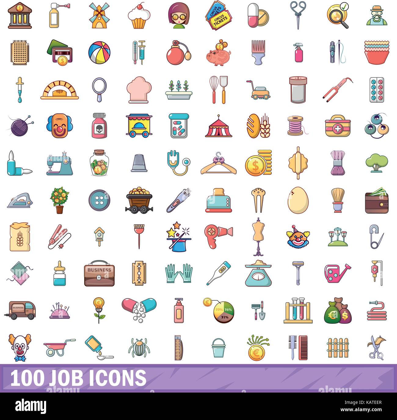100 job icons set, cartoon style Stock Vector Image & Art - Alamy