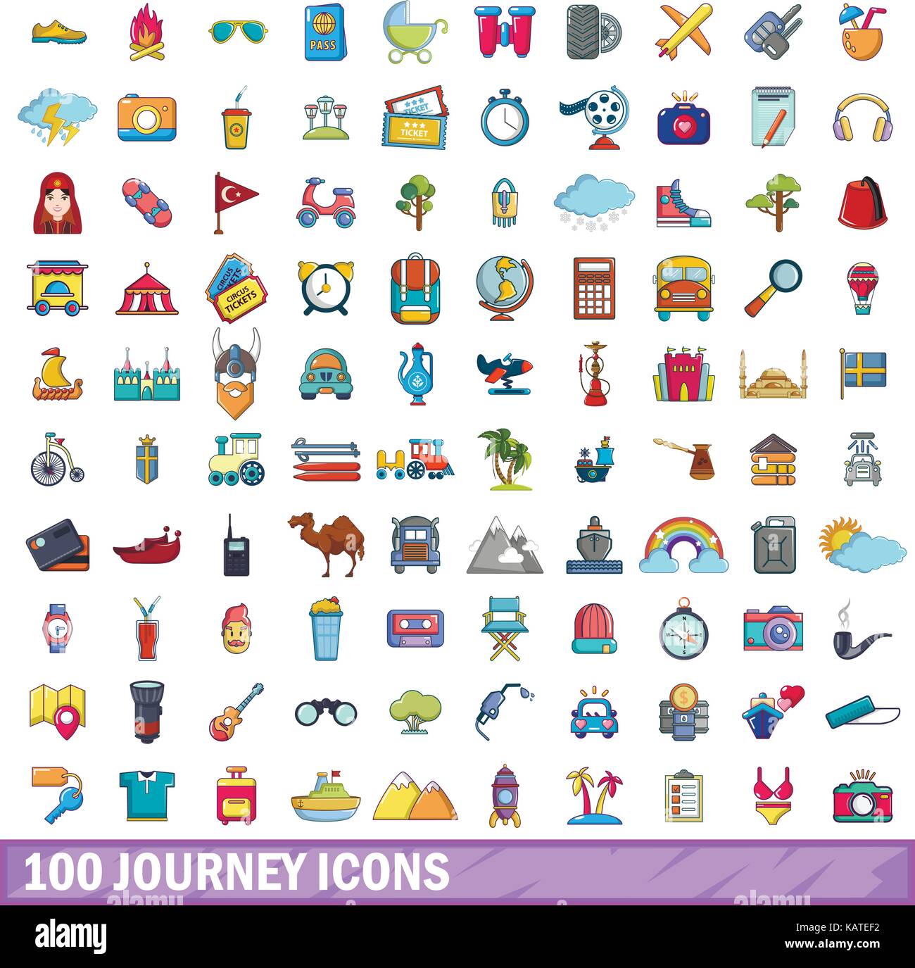 100 journey icons set, cartoon style Stock Vector Image & Art - Alamy