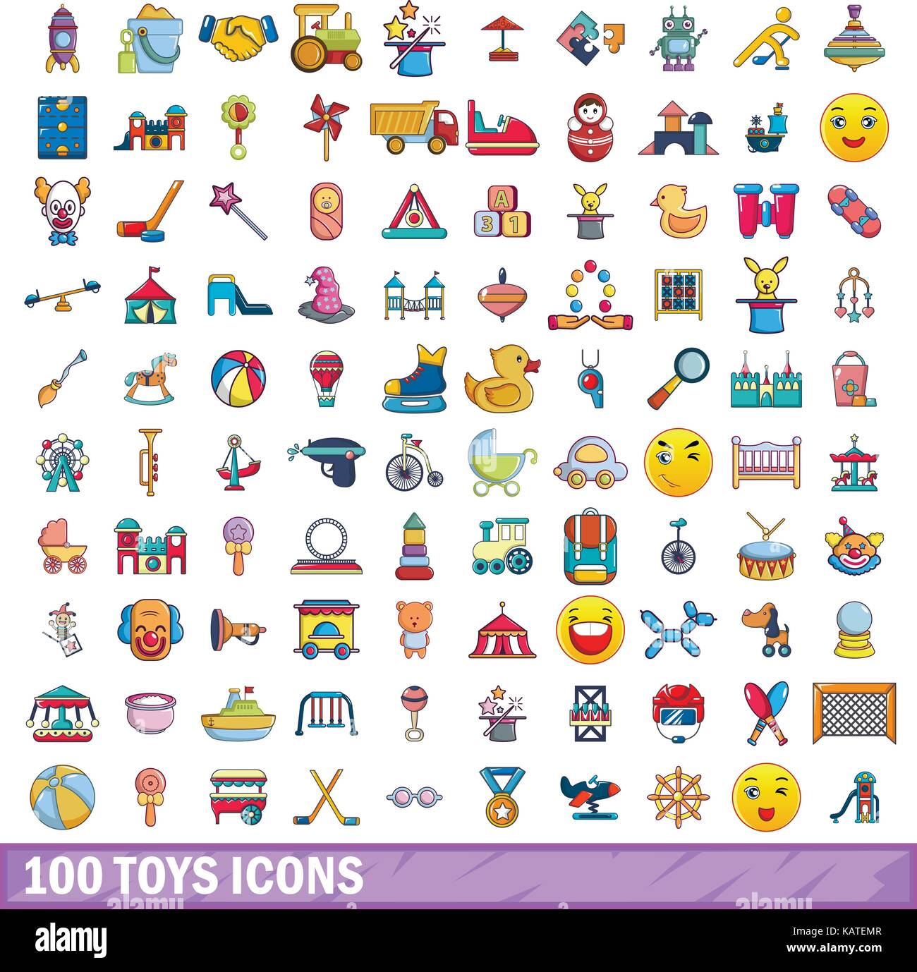 100 toys icons set, cartoon style Stock Vector Image & Art - Alamy