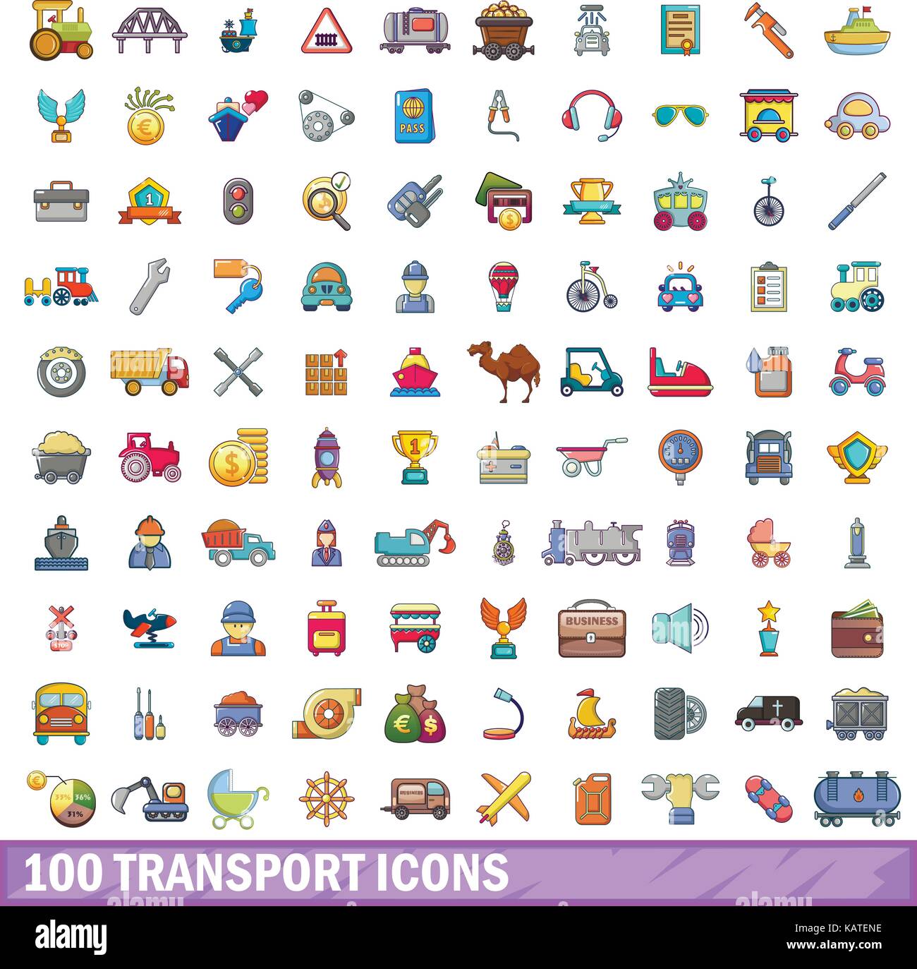 100 transport icons set, cartoon style Stock Vector Image & Art - Alamy