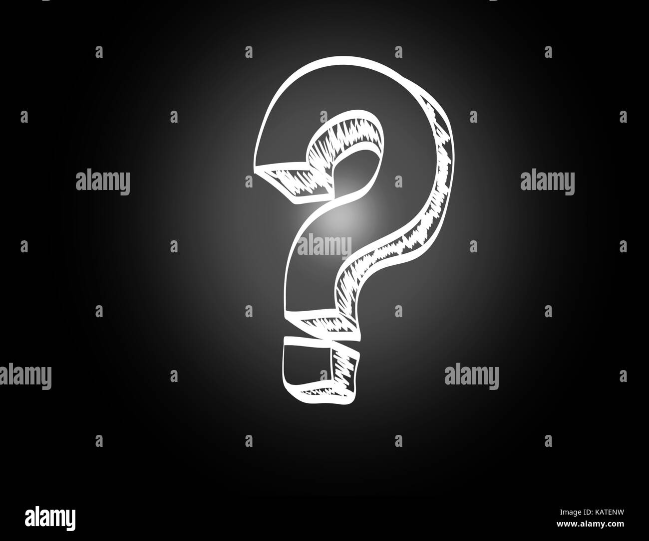 View of a Luminous question mark displayed on a futuristic interface ...