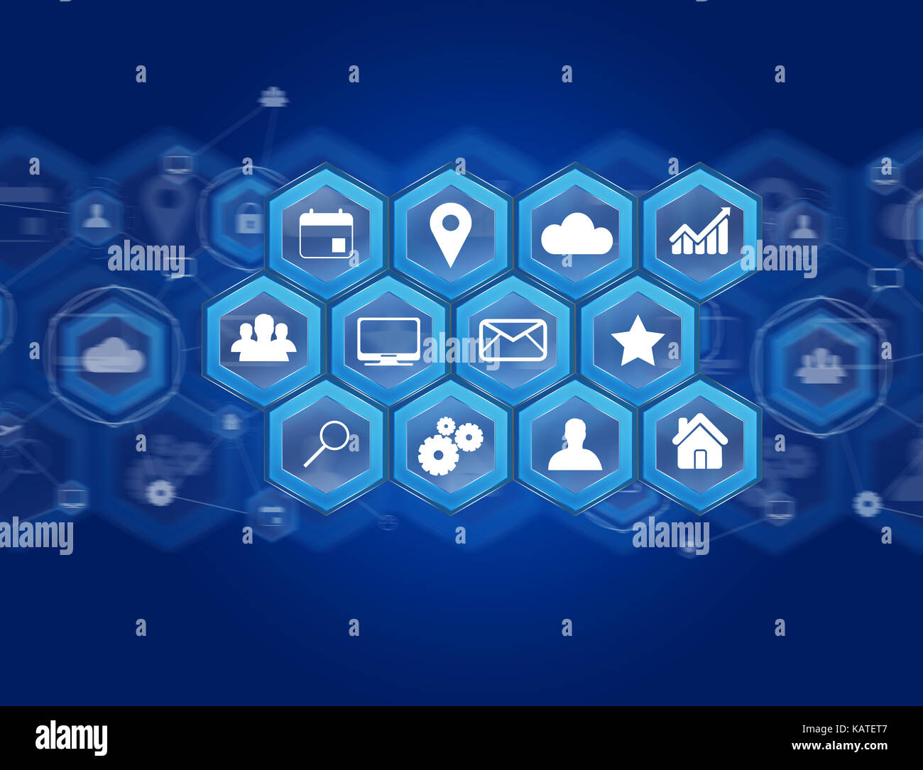 View of a Application center displayed on a futuristic interface with ...