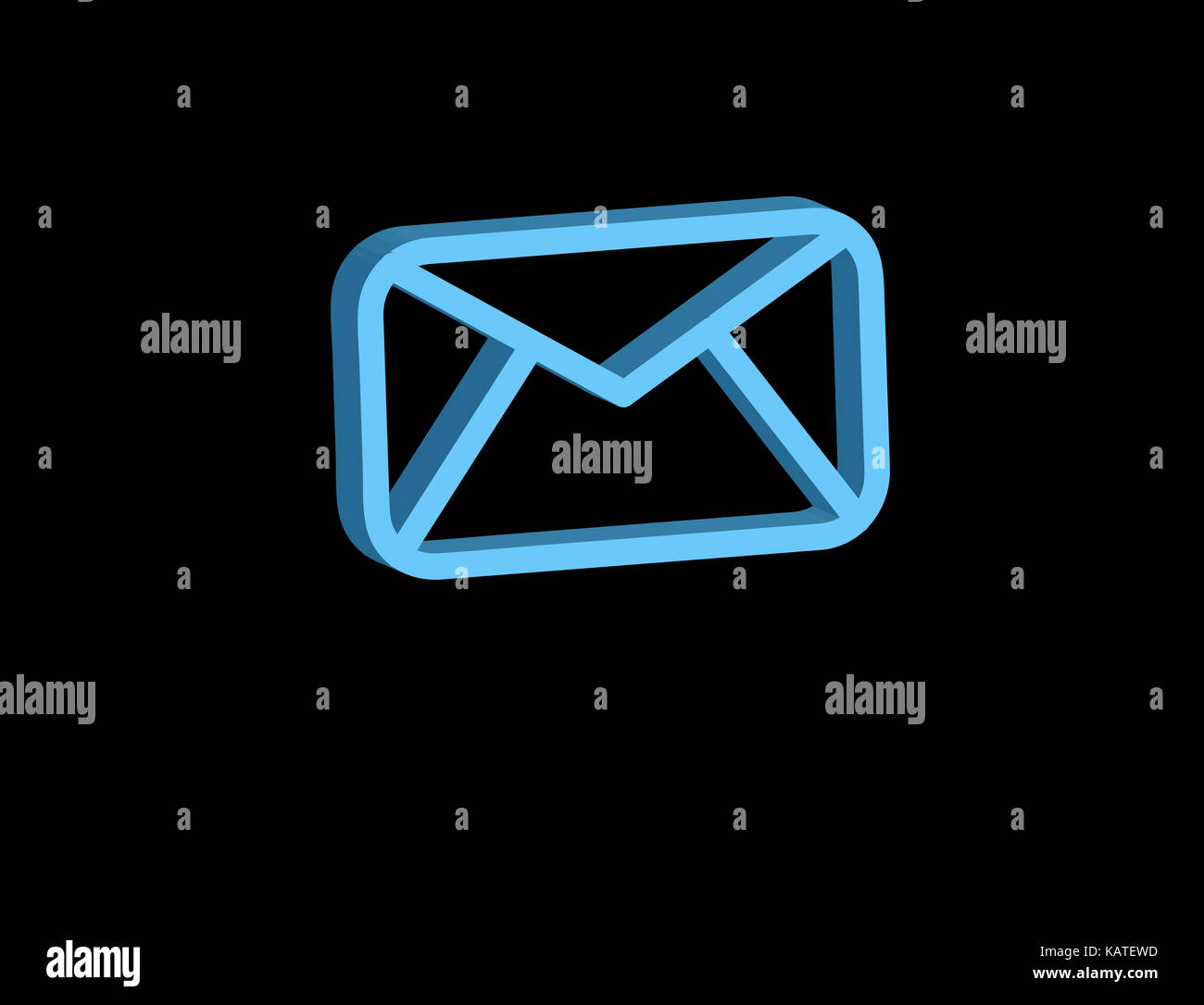 View of a Blue Email symbol displayed on a futuristic interface ...