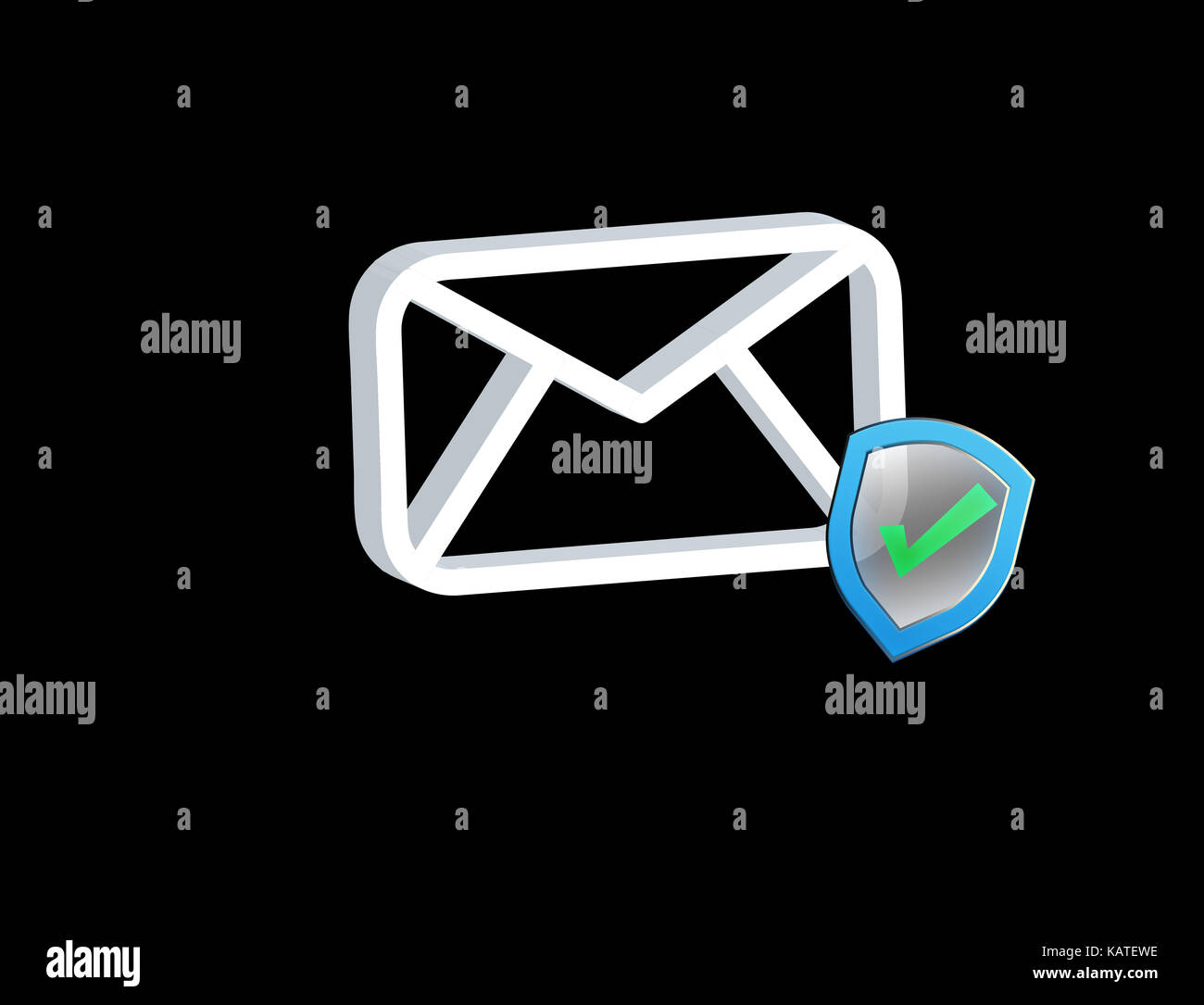 View of a Approved and verified Email symbol displayed on a futuristic ...