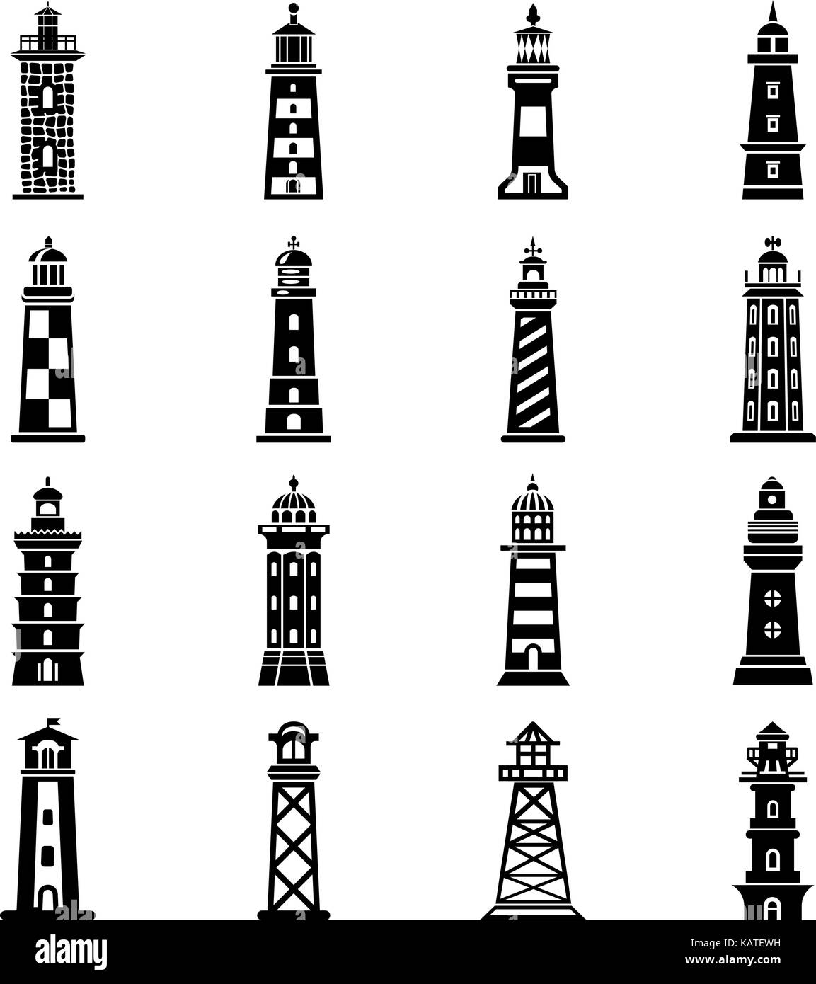 Lighthouse icons set, simple style Stock Vector Image & Art - Alamy