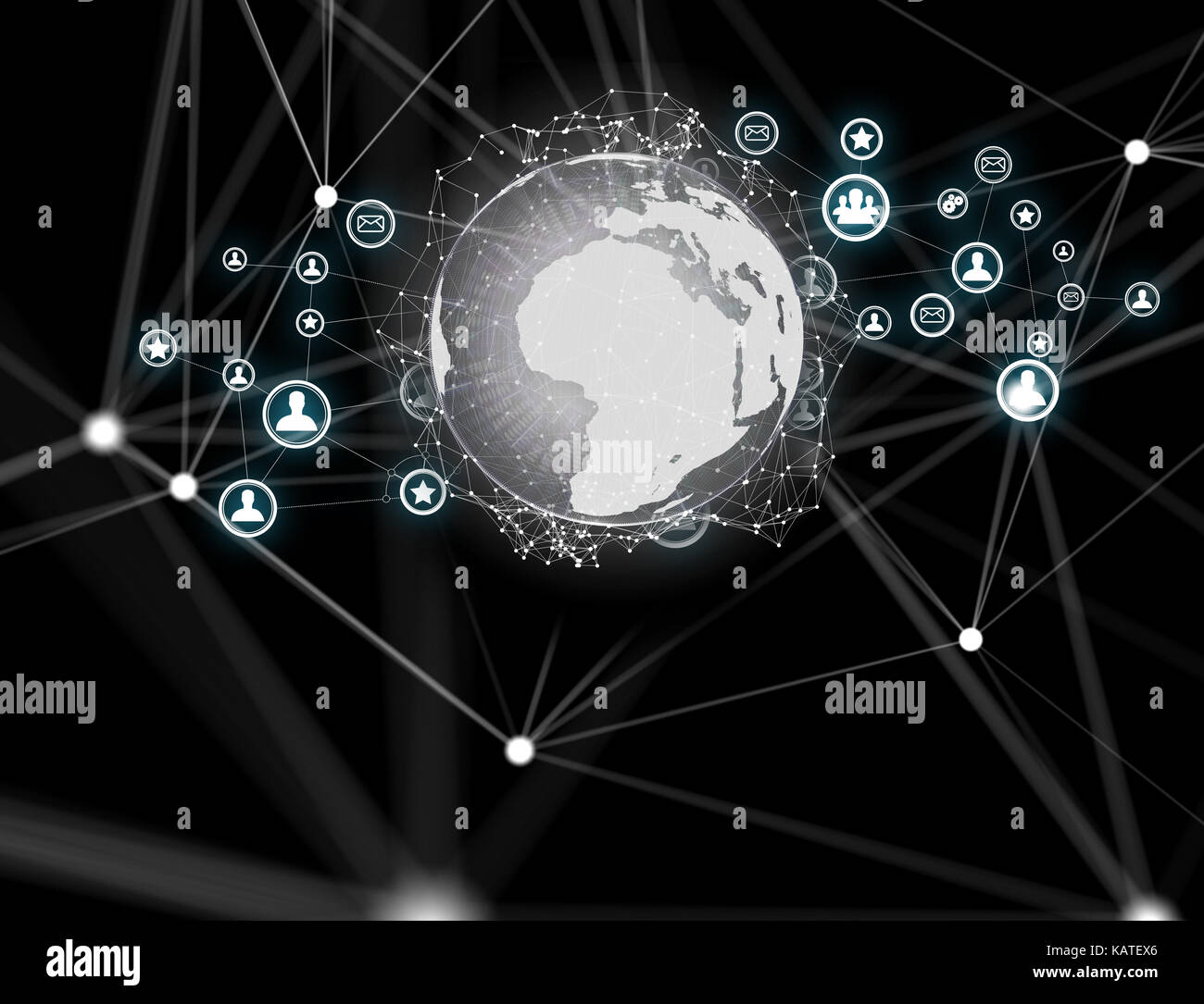 View of a International network displayed on a futuristic interface ...