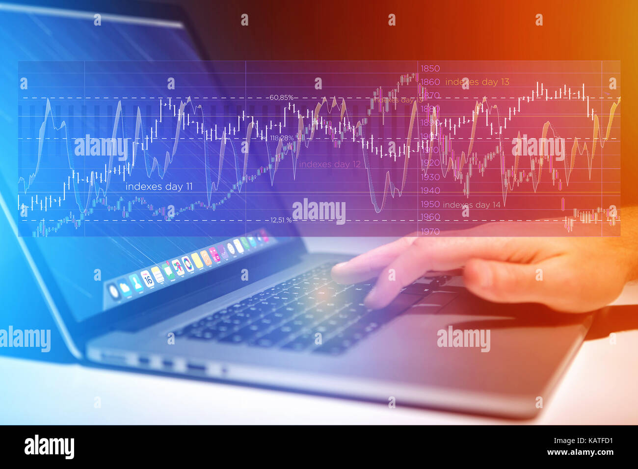View of a Stock exchange trading data information going out the ...