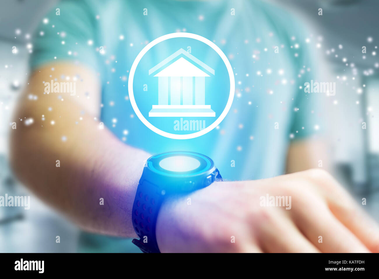 View of a Justice icon going out a smartwatch interface - technology ...