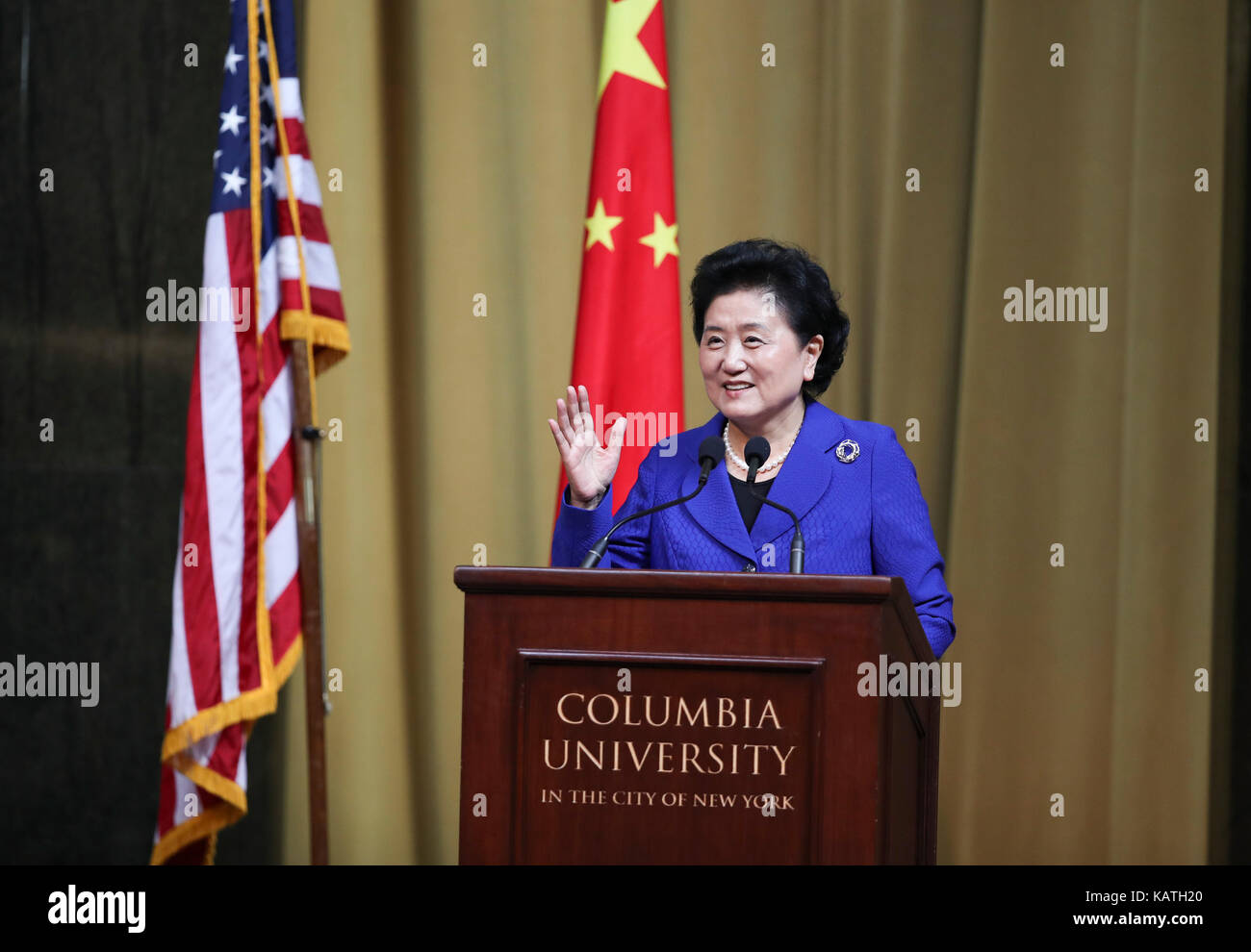 New York, USA. 26th Sep, 2017. Visiting Chinese Vice Premier Liu ...