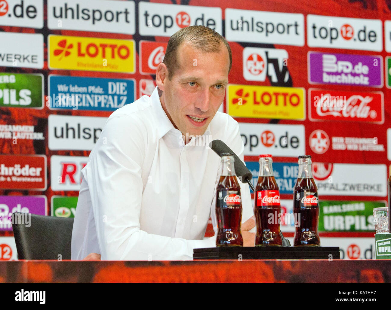 The new coach of 1. FC Kaiserslautern, Jeff Strasser, speaks at a press ...