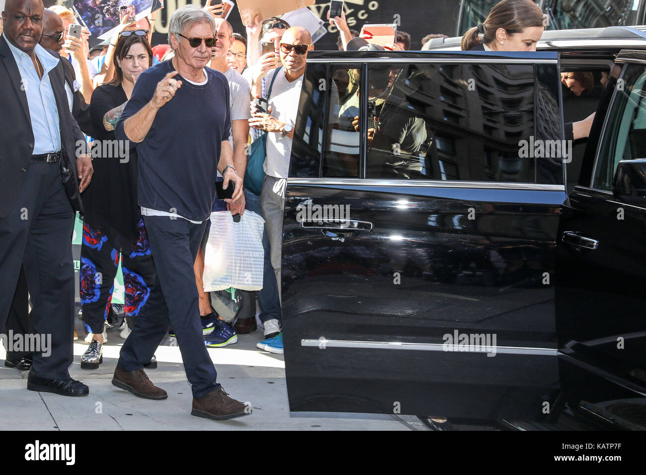 New York, United States. 27th Sep, 2017. US actor Harrison Ford is seen ...