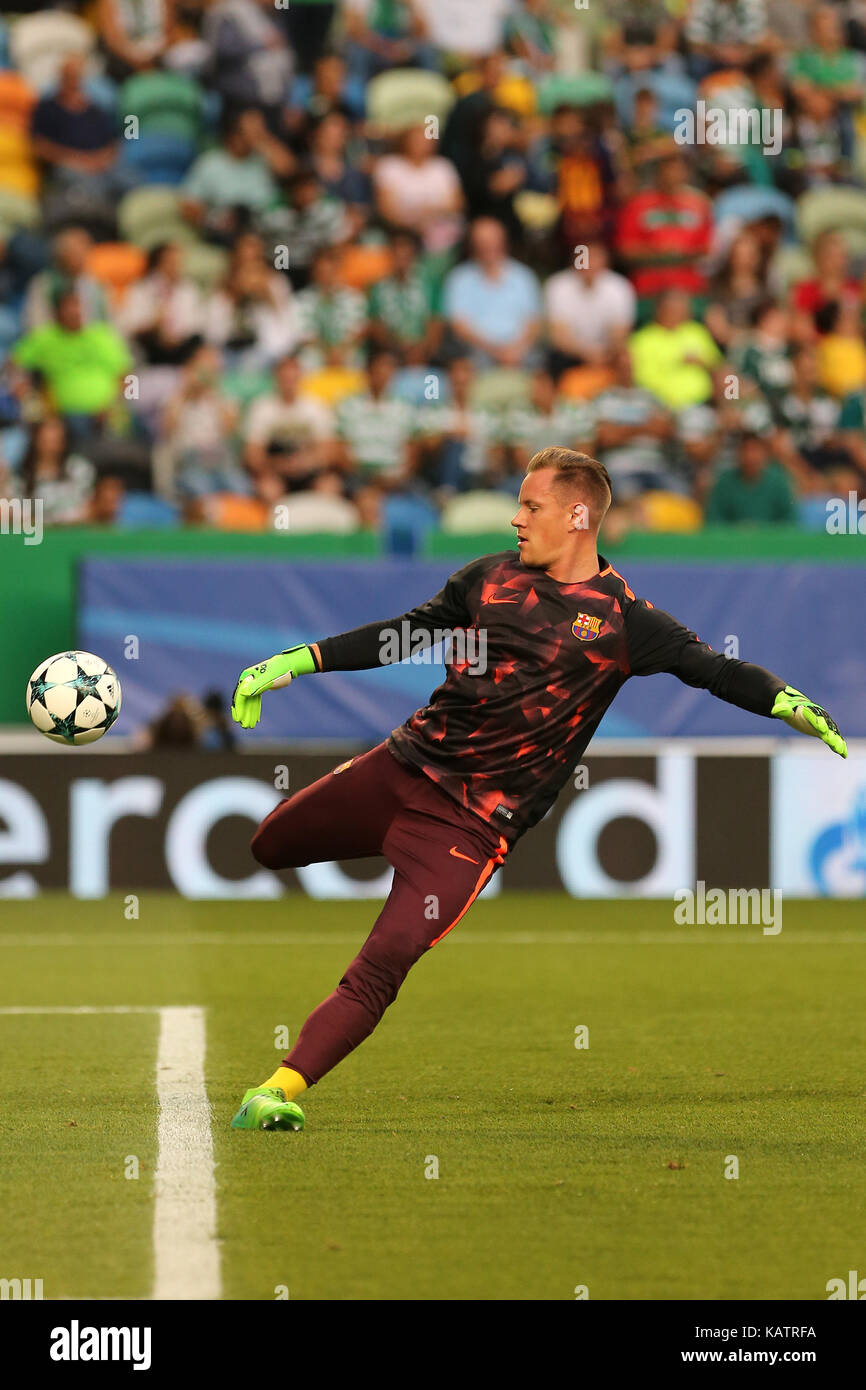 Lisbon, Portugal. 27th Sep, 2017. Barcelona«s goalkeeper Marc-Andre ter ...