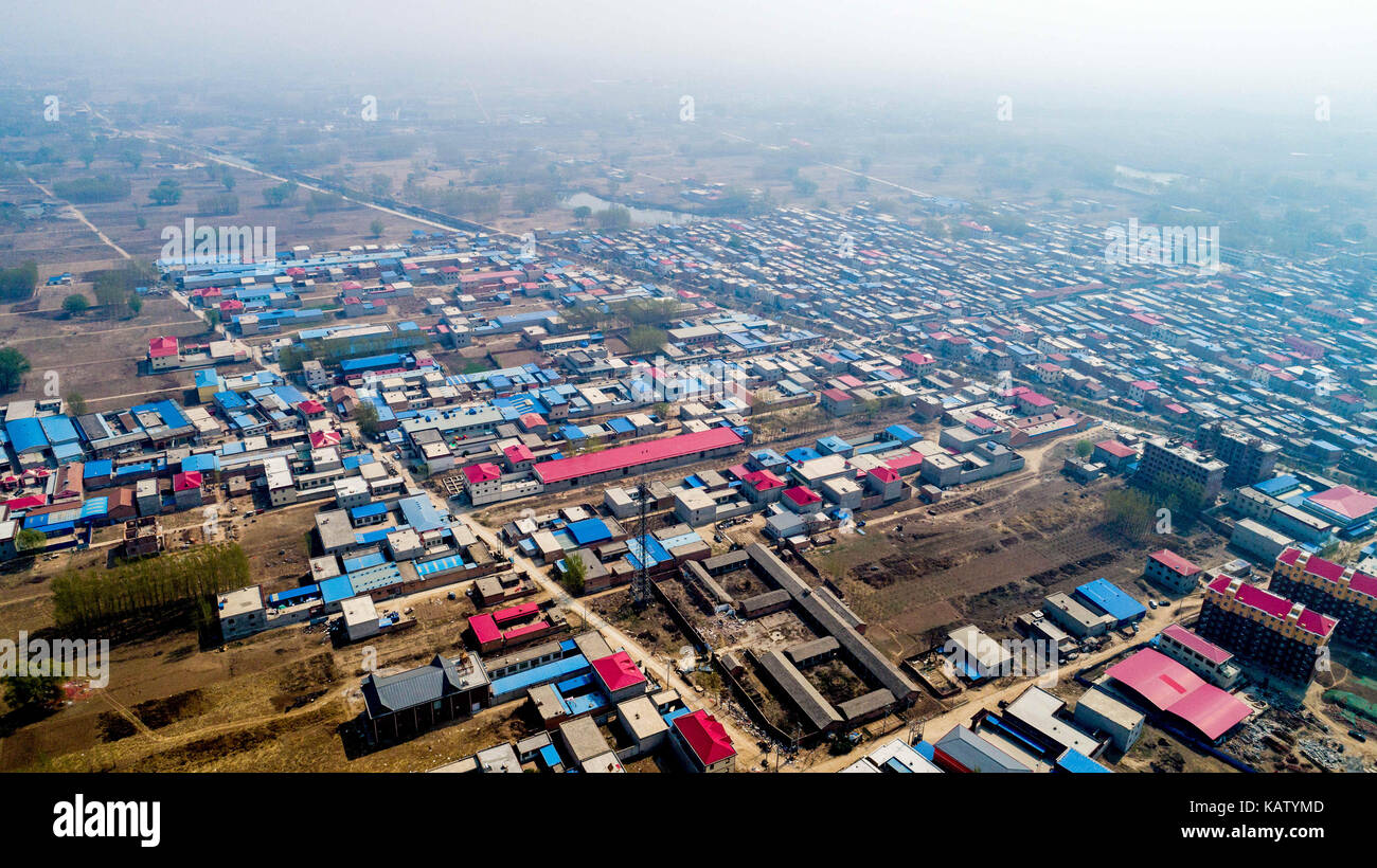 Baoding, China. 27th Sep, 2017. Aerial photography of Xiong'an New Area ...