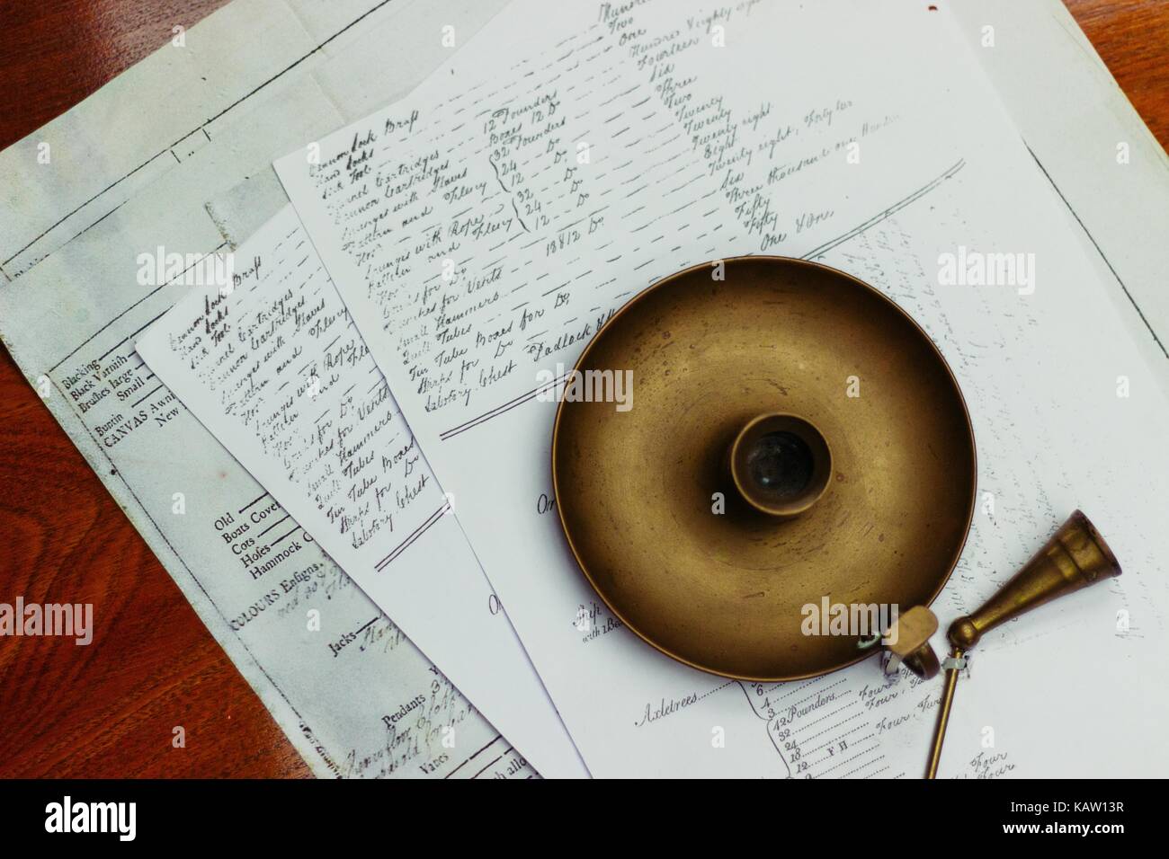 Documents on Wooden Study Table Stock Photo - Alamy