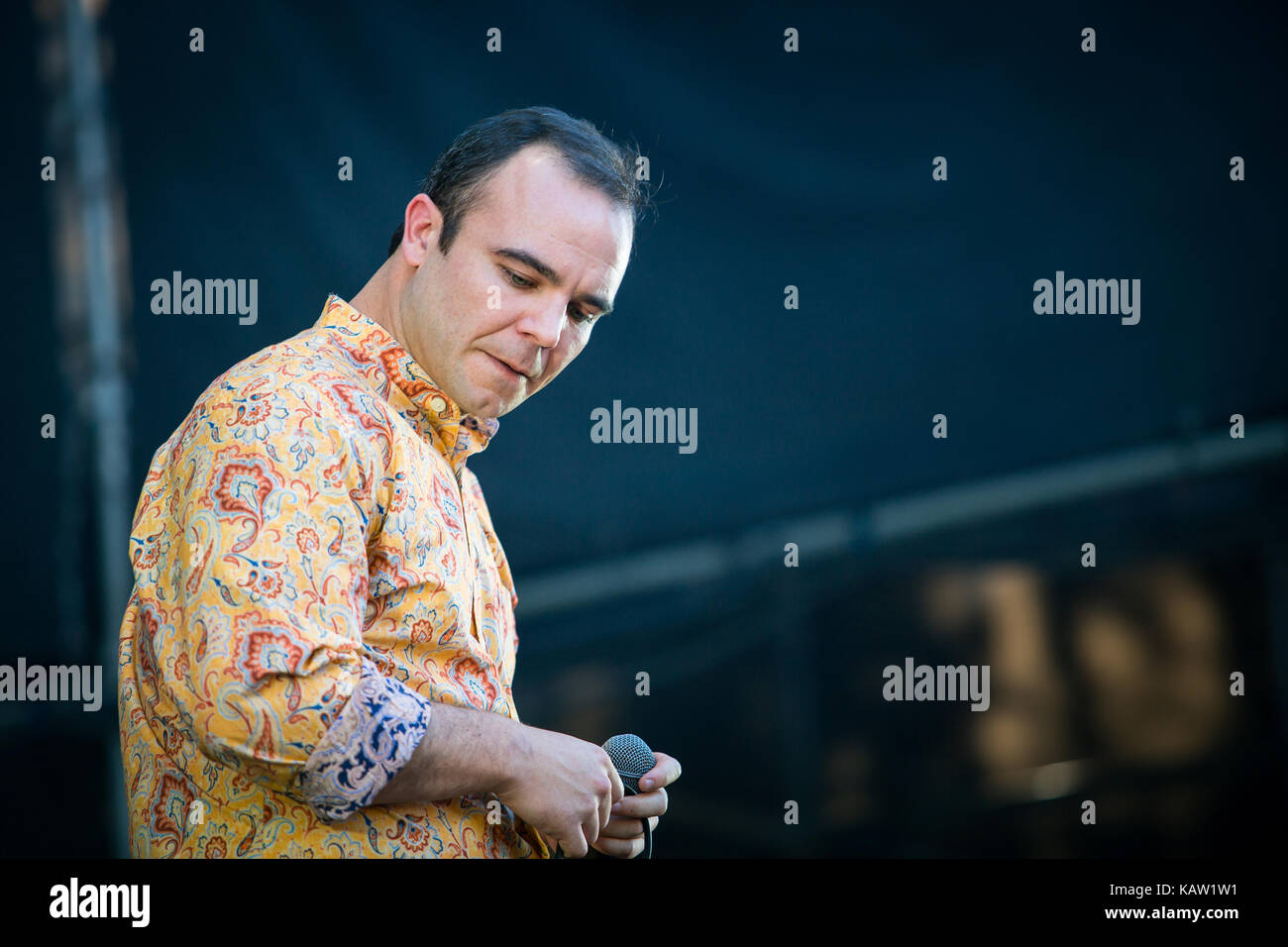 The American synthpop band Future Islands performs a live concert at ...