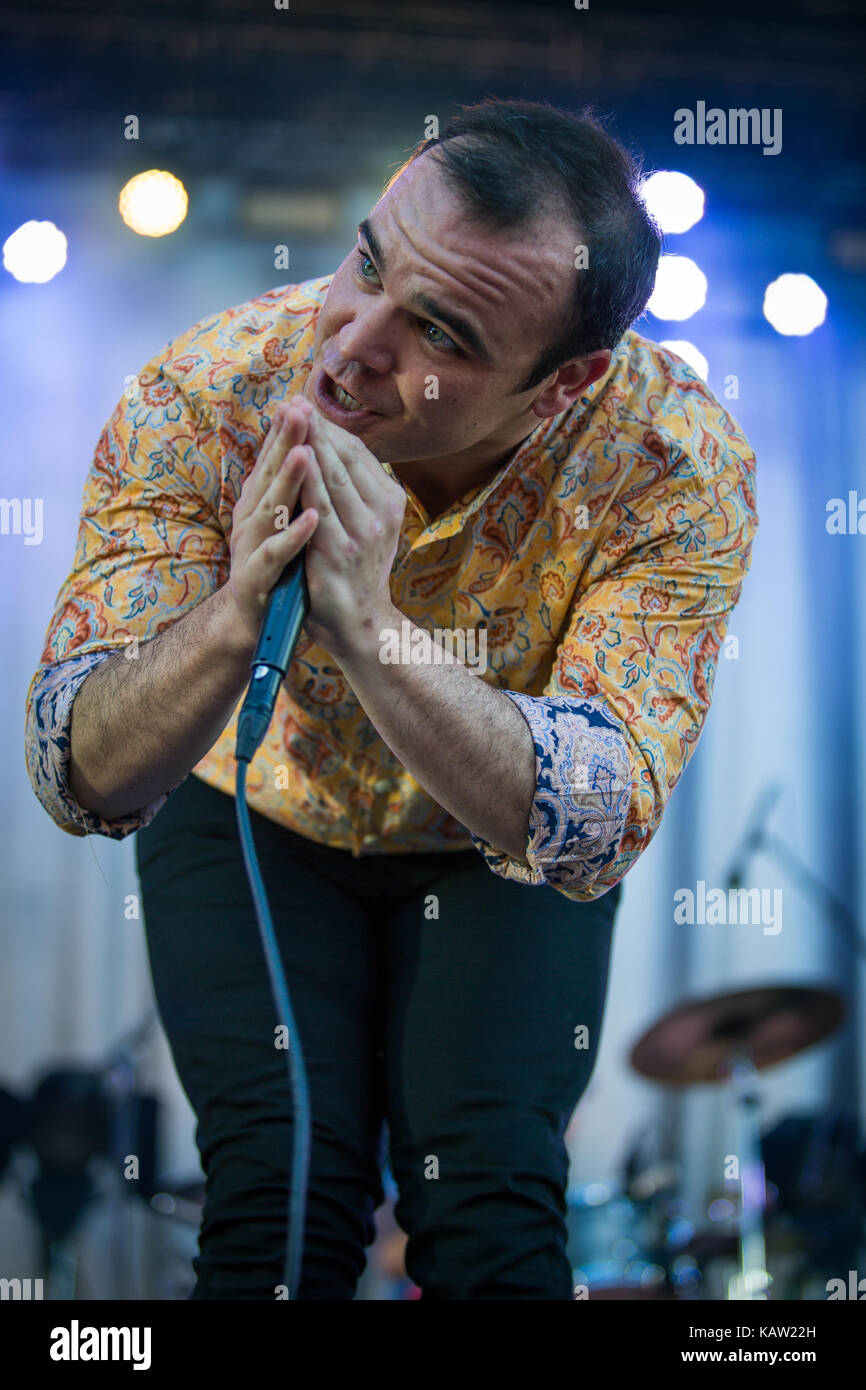 The American synthpop band Future Islands performs a live concert at ...