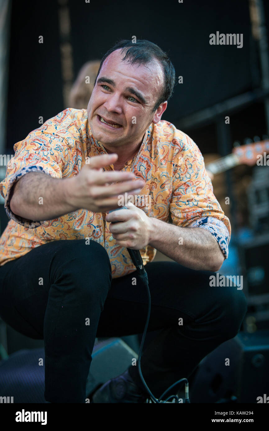 The American synthpop band Future Islands performs a live concert at ...