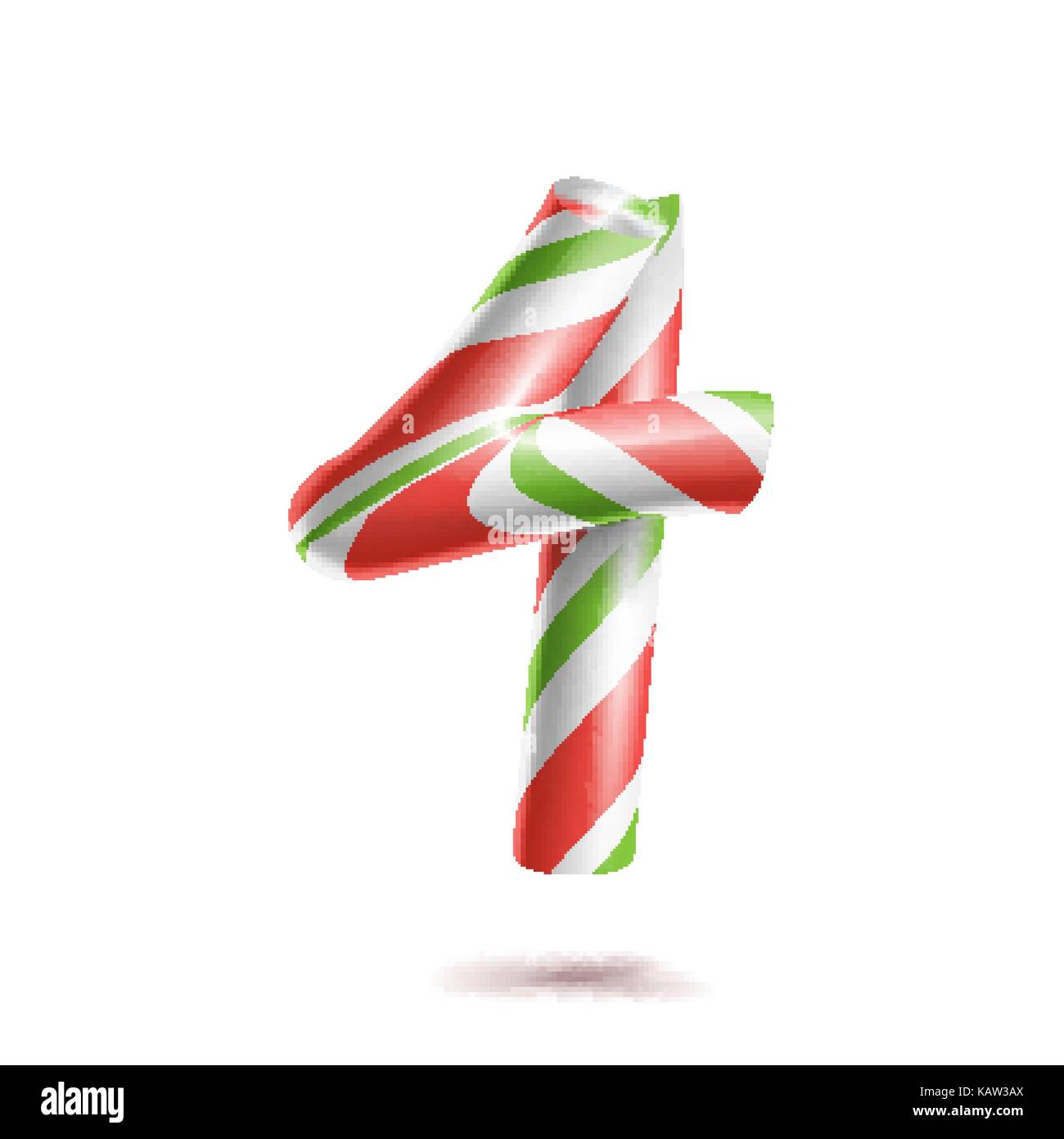 4, Number Four Vector. 3D Number Sign. Figure 4 In Christmas Colours ...