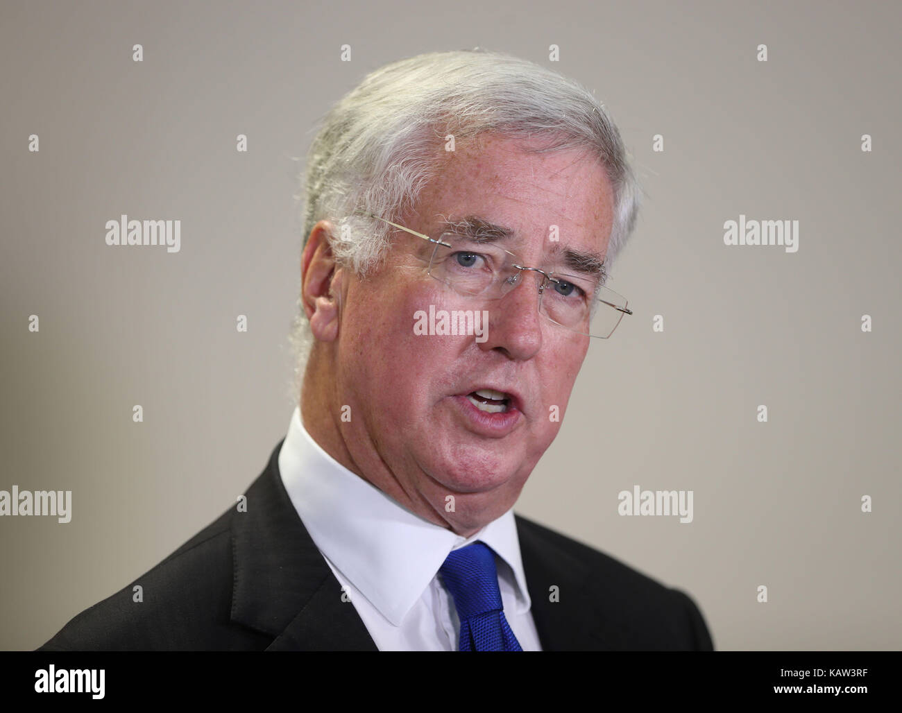 Defence Secretary Sir Michael Fallon during a visit to the Harland and ...