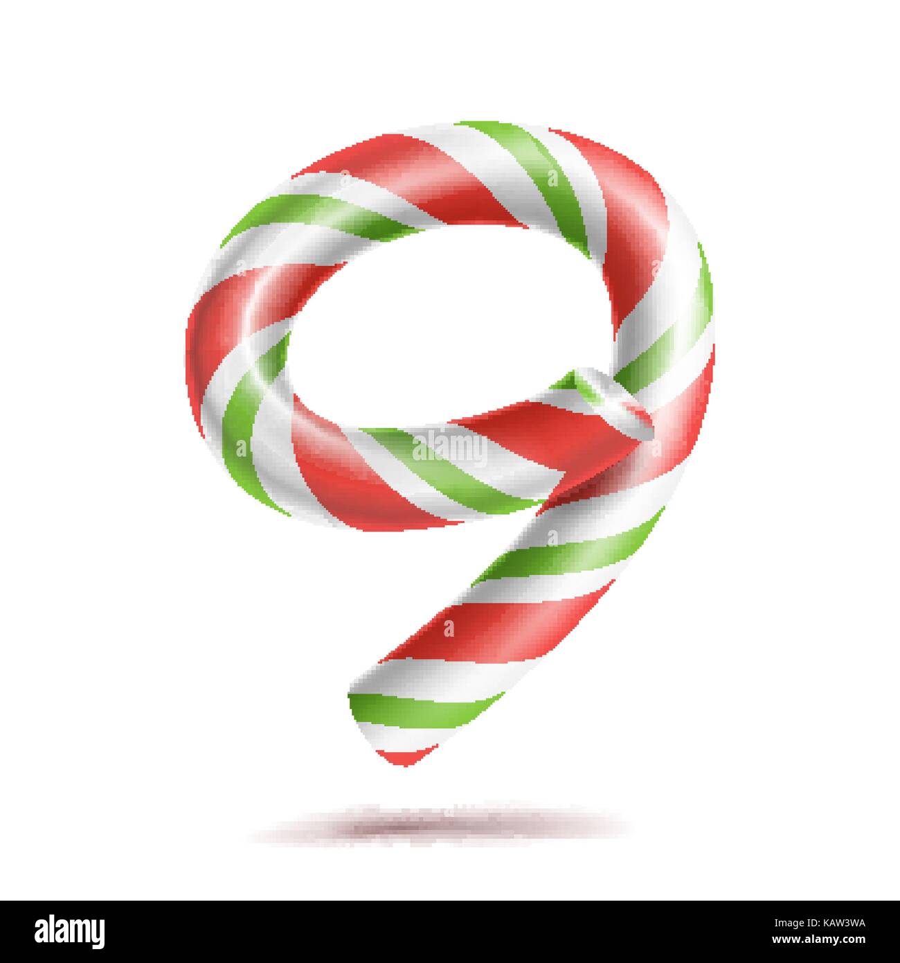 9, Number Nine Vector. 3D Number Sign. Figure 9 In Christmas Colours ...