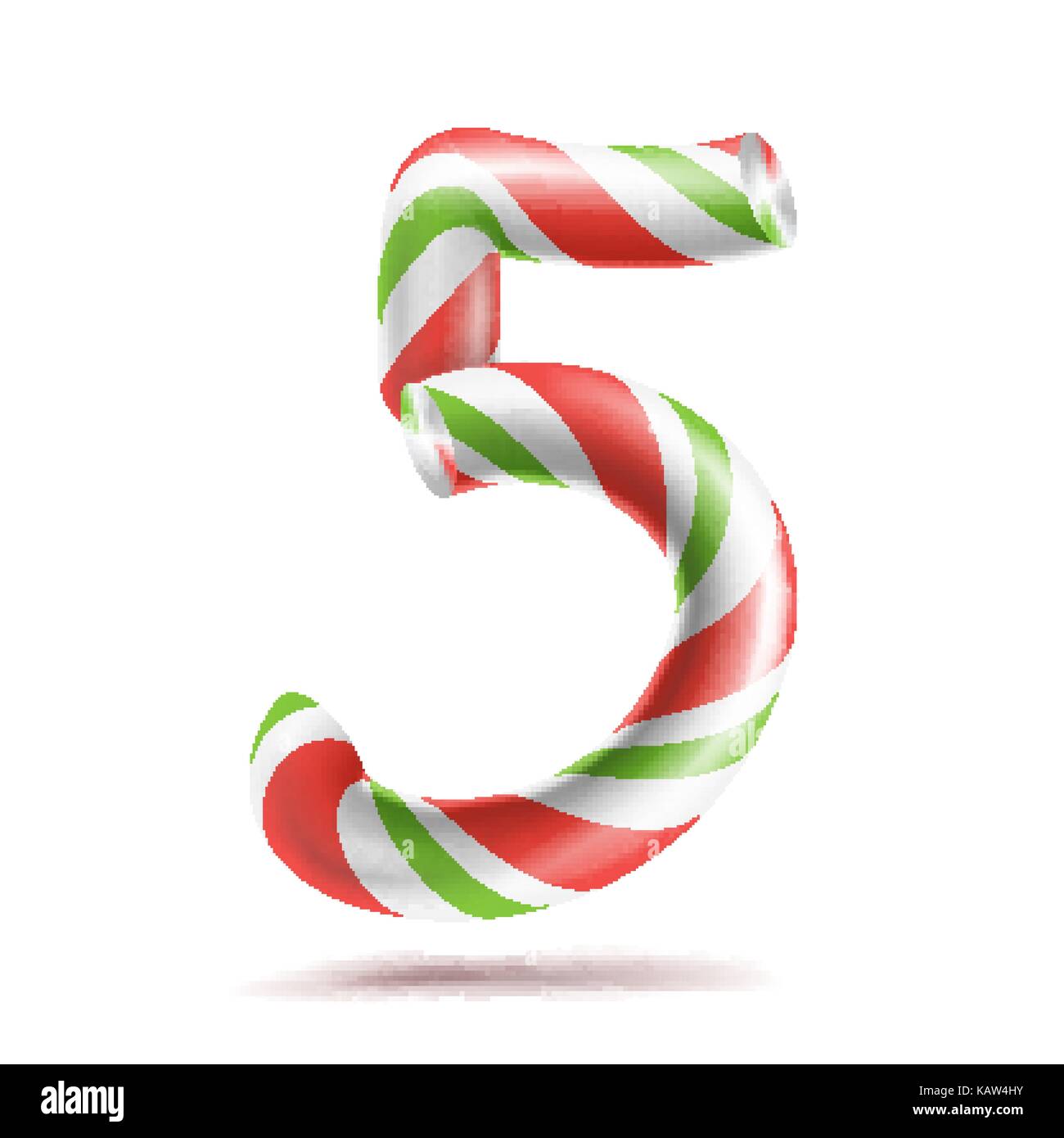 5, Number Five Vector. 3D Number Sign. Figure 5 In Christmas Colours ...