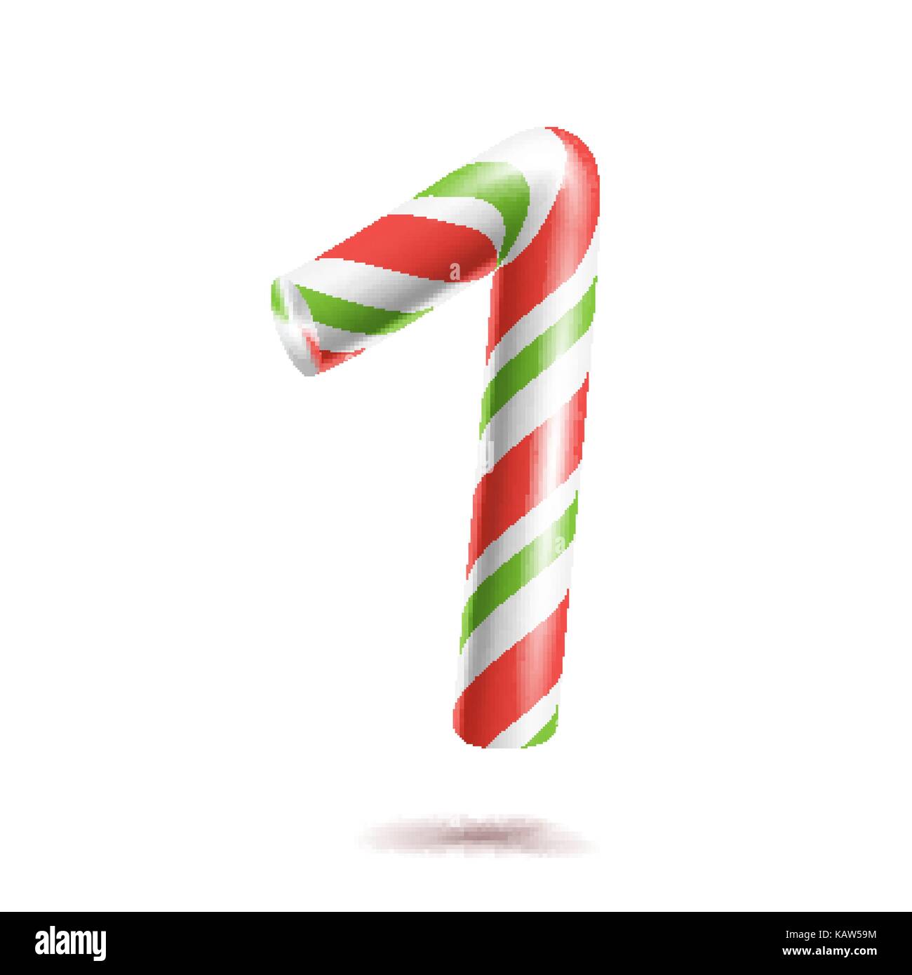 1, Number One Vector. 3D Number Sign. Figure 1 In Christmas Colours ...