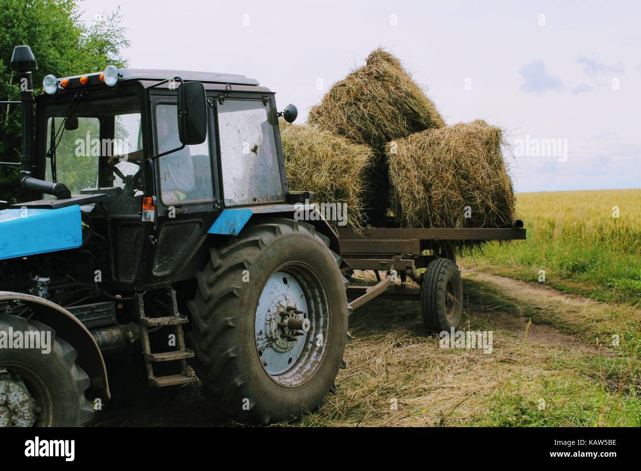 Tractor driven harvester hi-res stock photography and images - Alamy