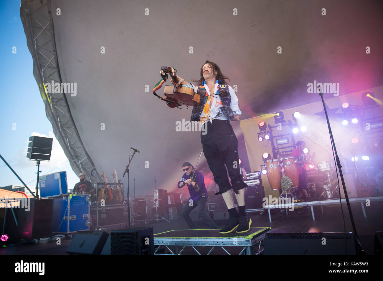 The American gypsy punk band Gogol Bordello performs a live concert at ...
