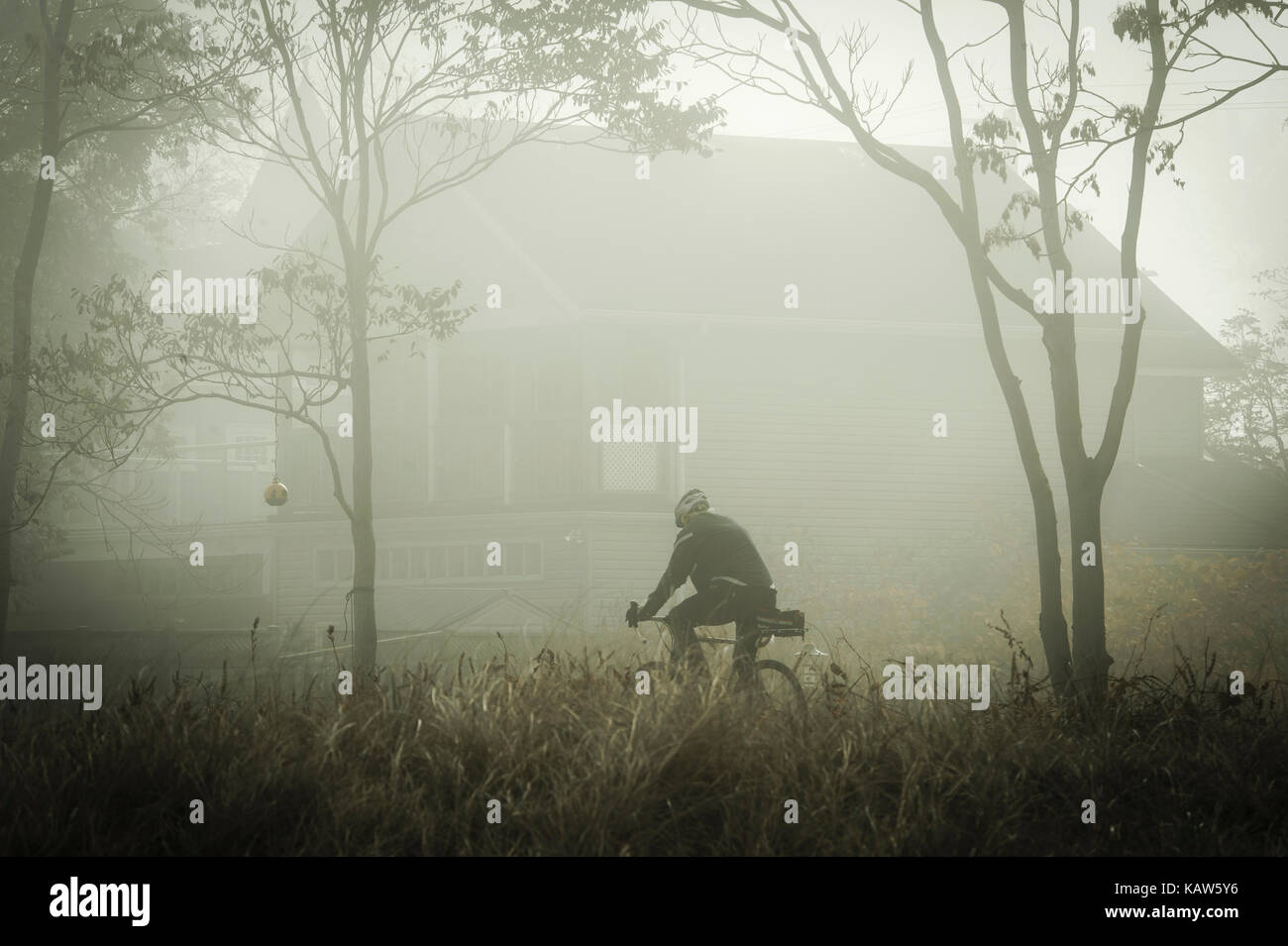 House in the mist Stock Photo - Alamy