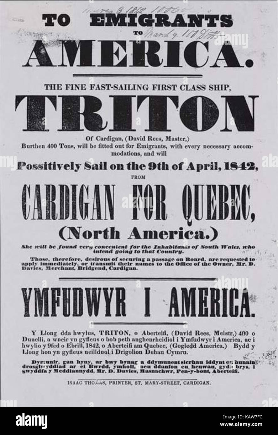 To Emigrants to America 1842 Stock Photo - Alamy