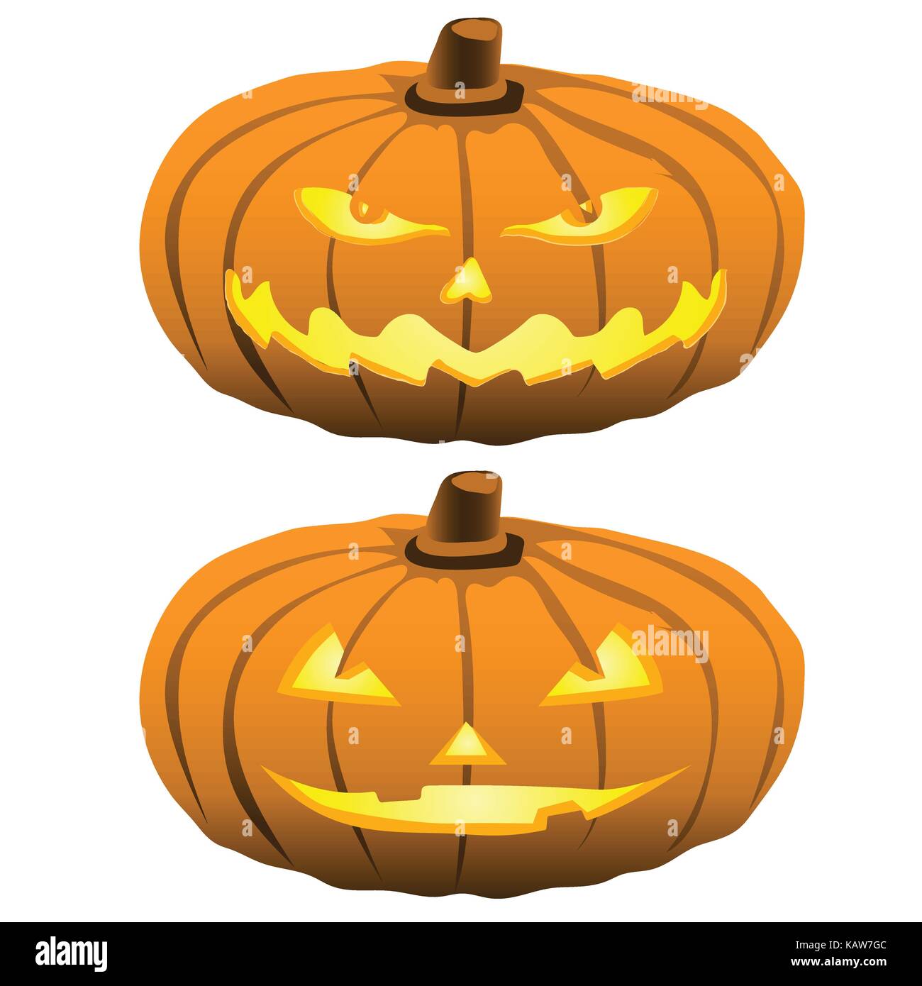 Happy Halloween pumpkin heads, two pumkin heads isolated on white ...