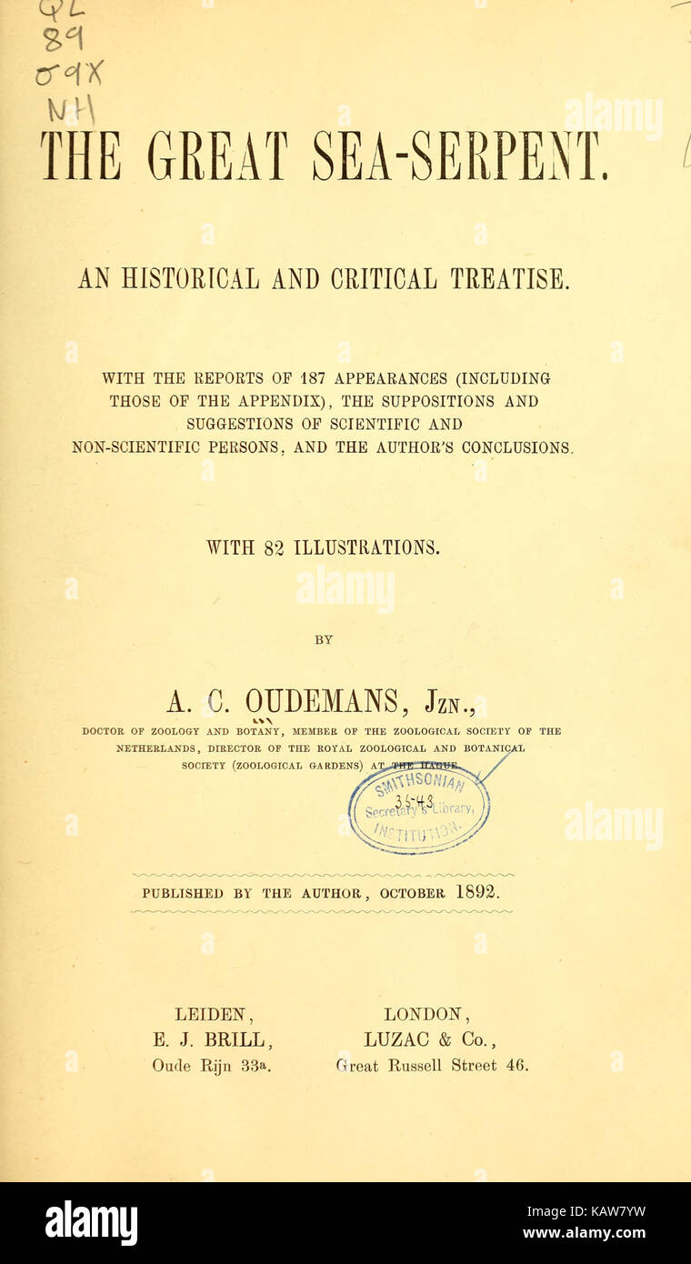 The great sea serpent BHL41617287 Stock Photo - Alamy