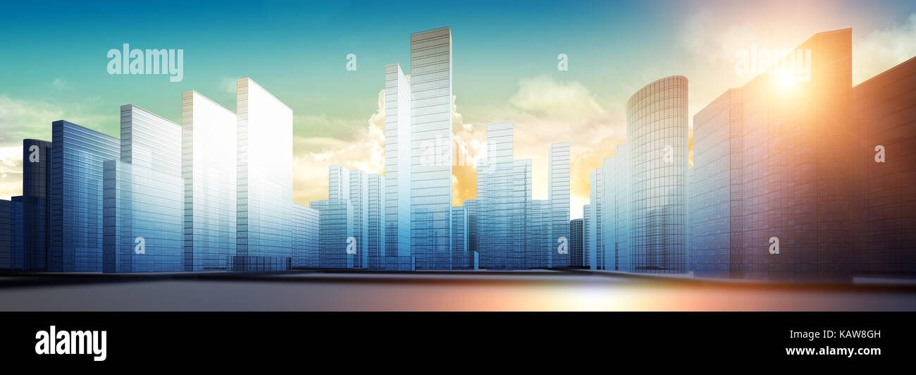 Abstract city scene. Architecture design 3d rendering Stock Photo - Alamy