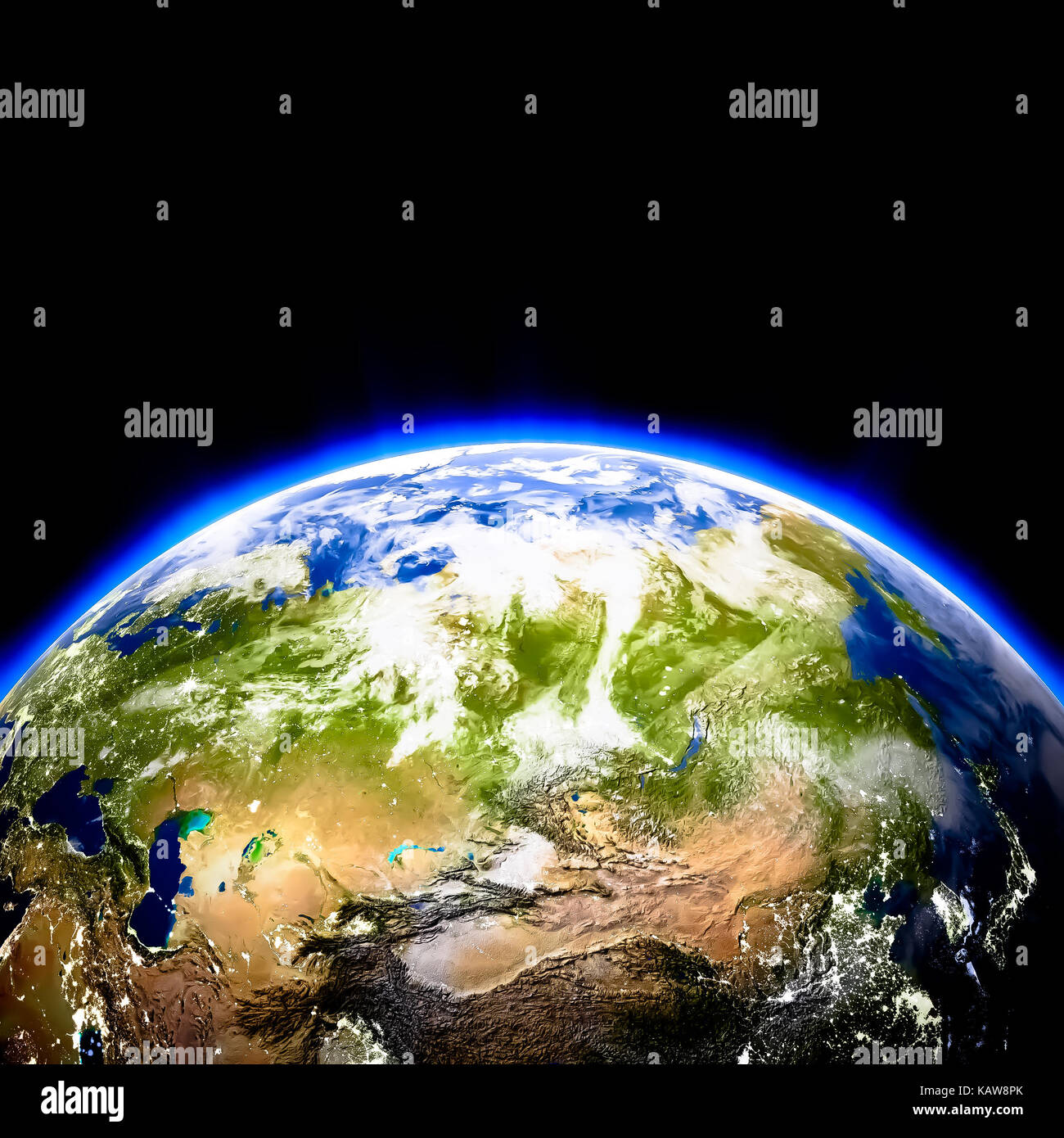 Central Asia city lights at night. Elements of this image furnished by ...