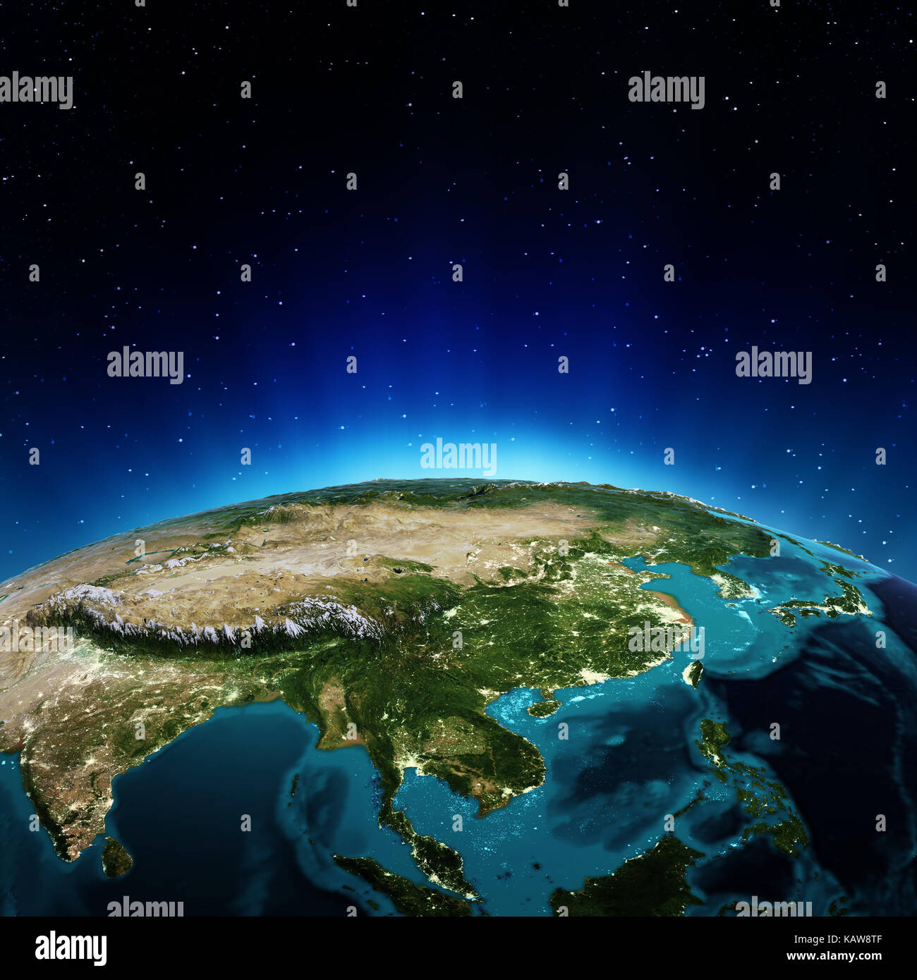 Night globe city light map asia east hi-res stock photography and ...