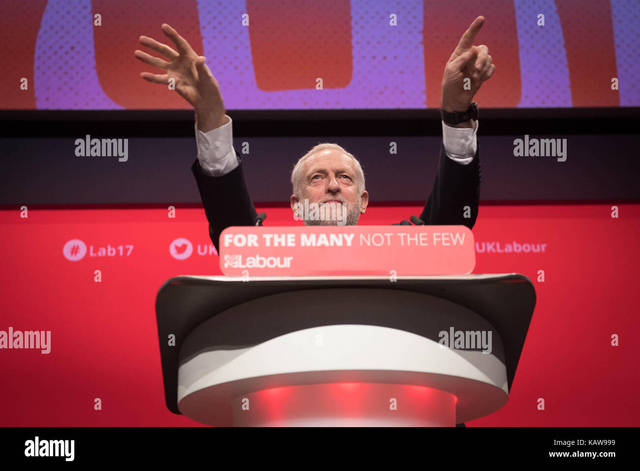 Labour leader Jeremy Corbyn making his keynote address to the Labour ...
